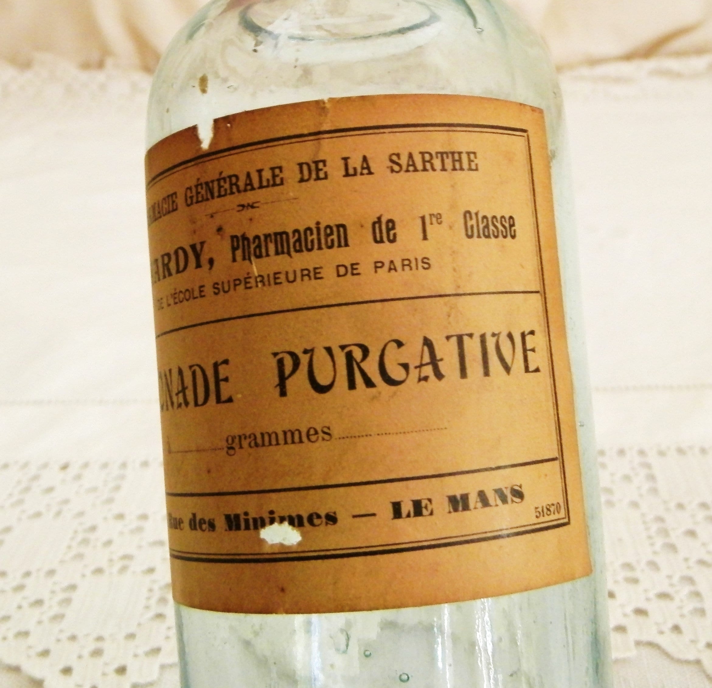 Antique French Medical Chemist Apothecary Pale Blue Glass Bottle from ...