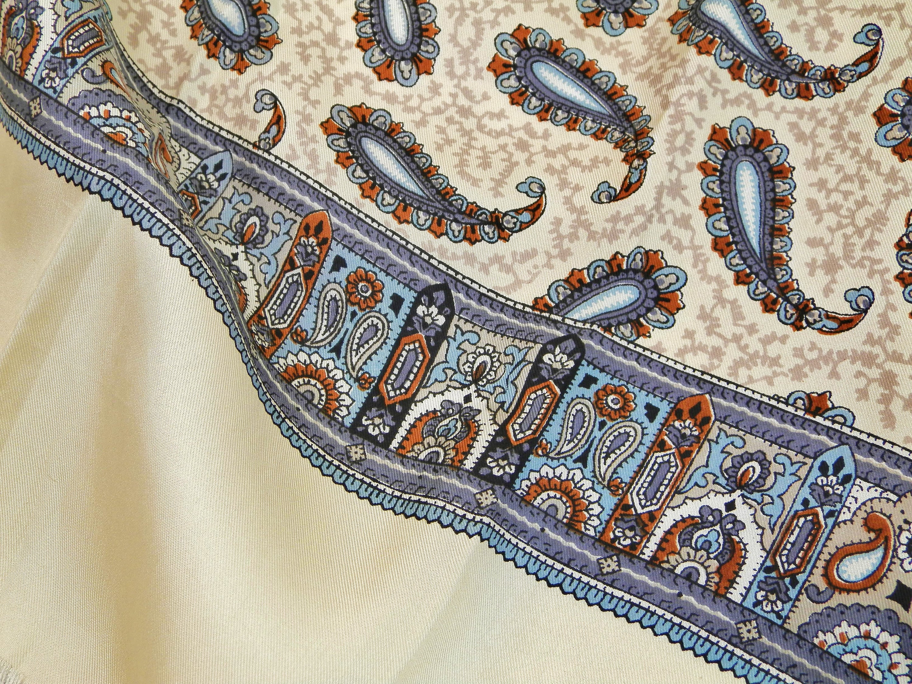 Vintage French Silk Paisley Pattern Scarf, Retro Clothing Accessory ...