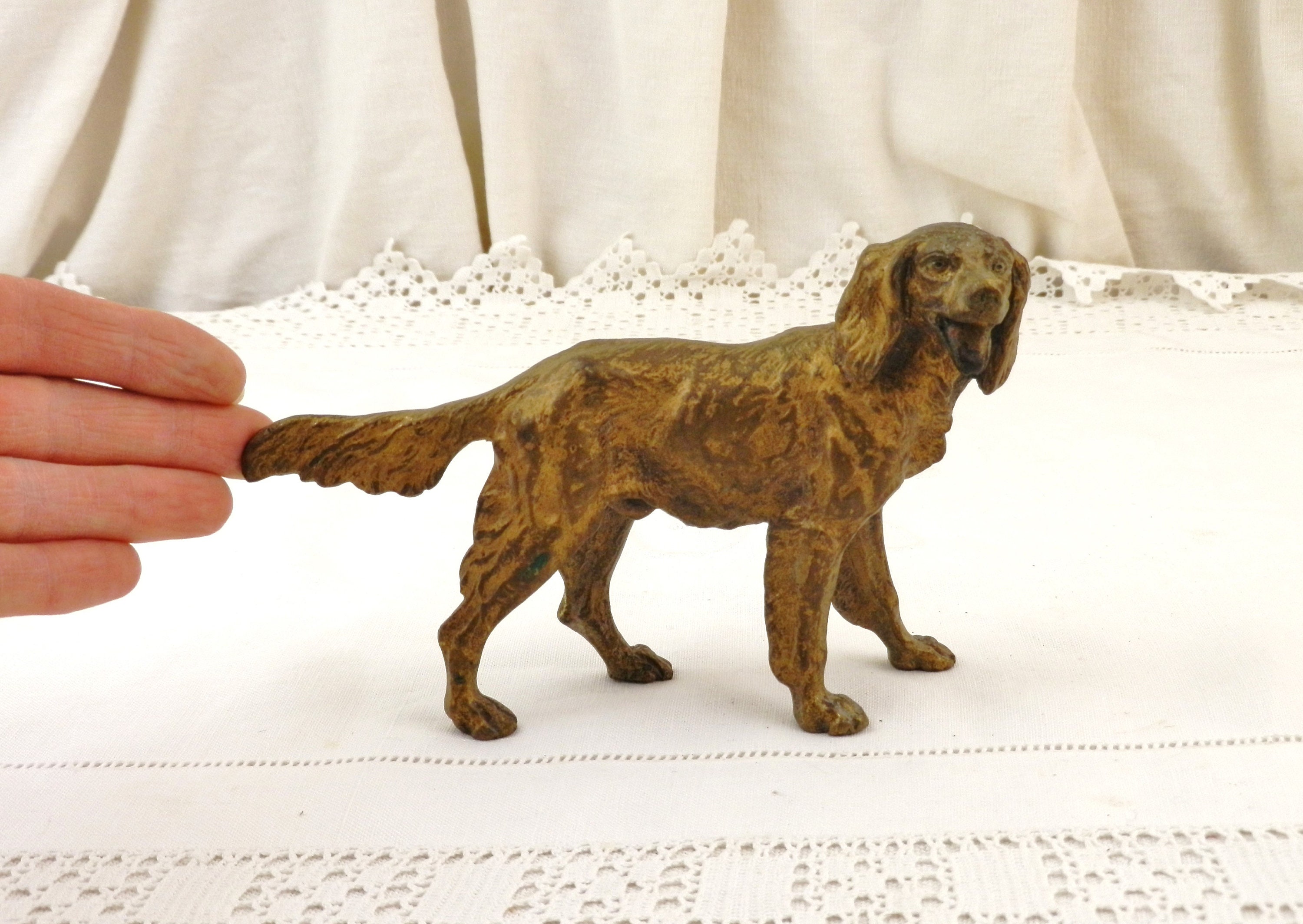 French Antique Gold Gilded Cast Bronze English Setter Dog Figurine ...