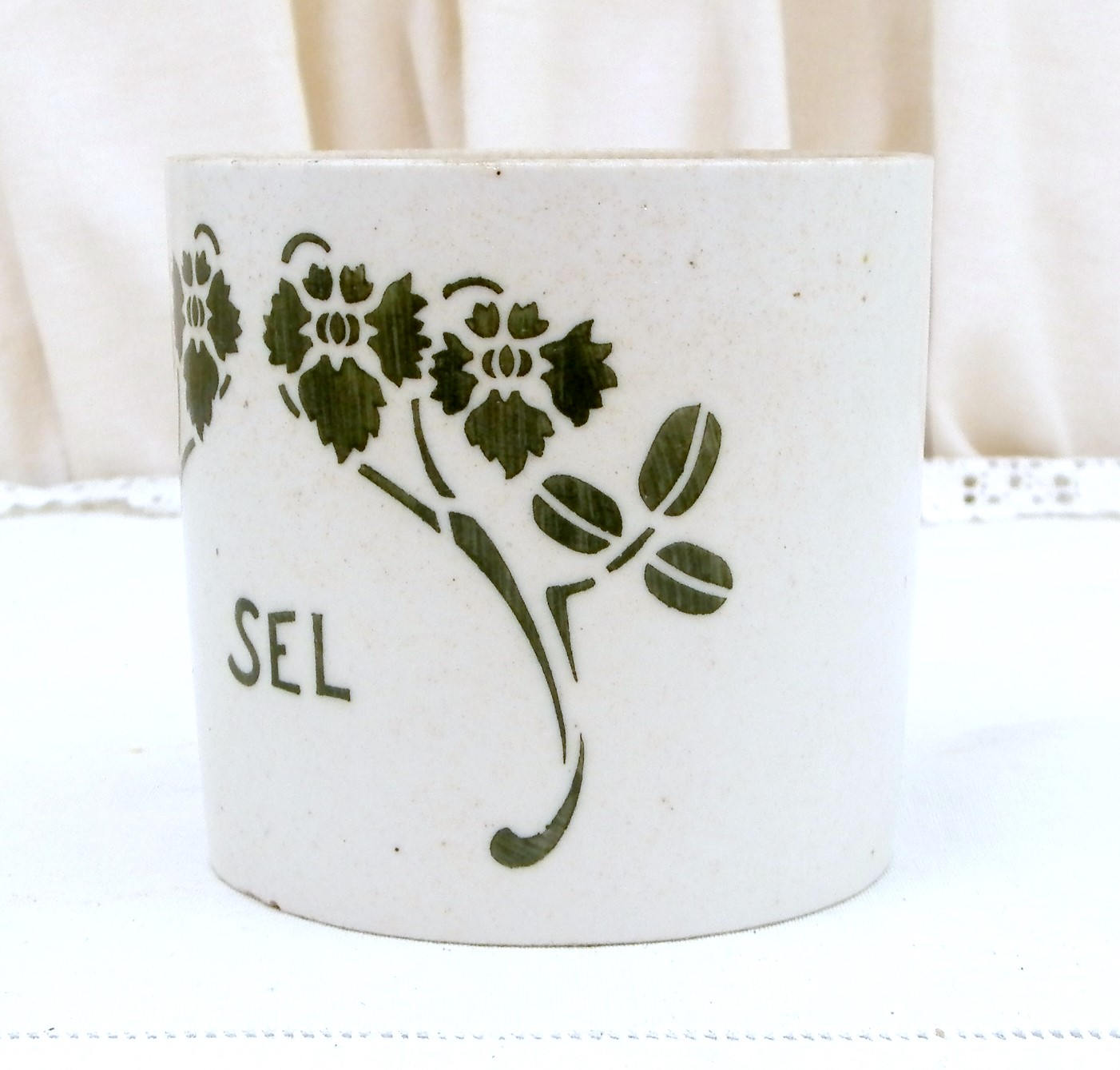 Antique French Pottery Salt Pot with Art Nouveau Stencil Pattern ...