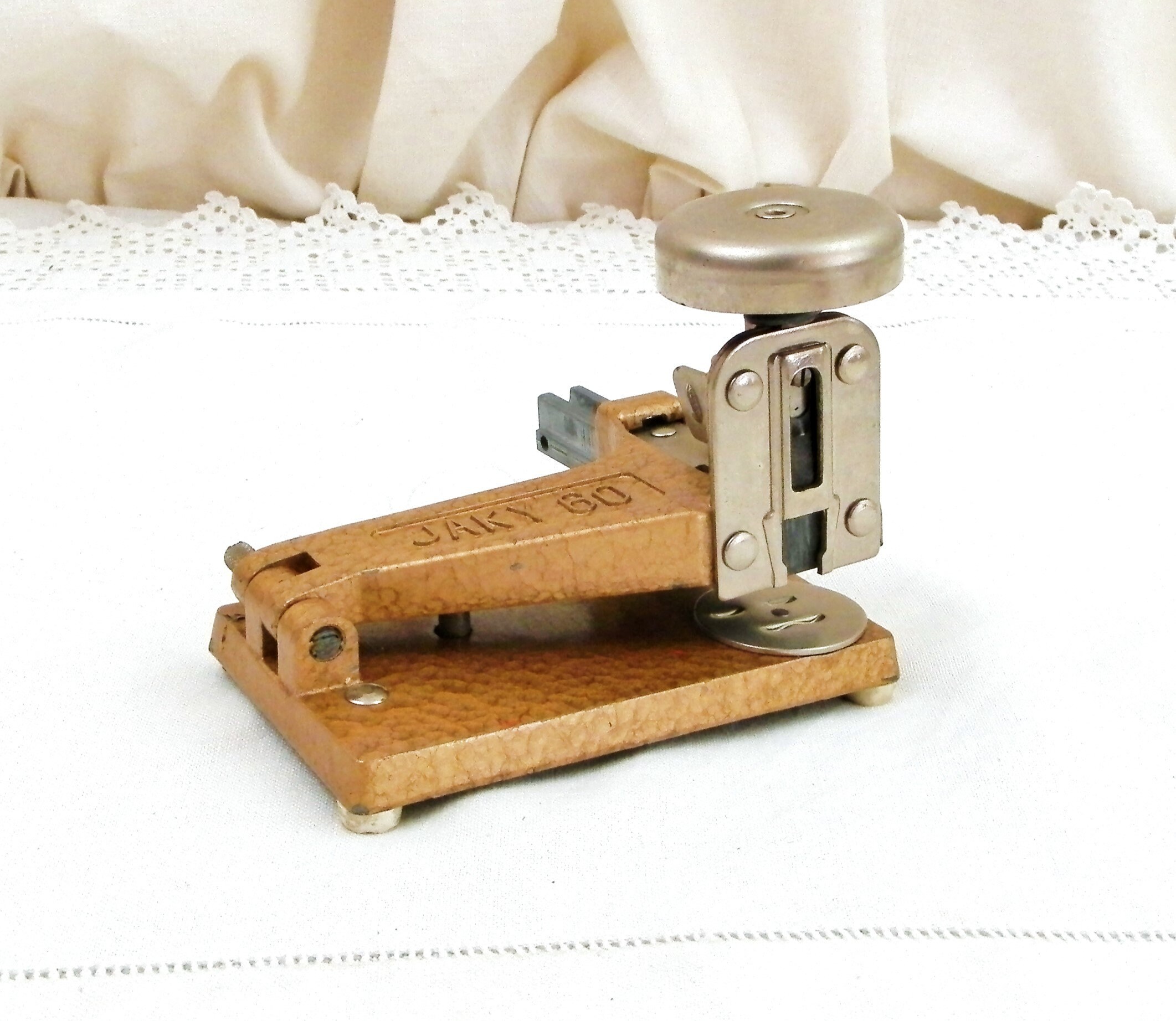 Vintage French Mid Century Industrial Metal Hand Stapler Bronze Colored ...