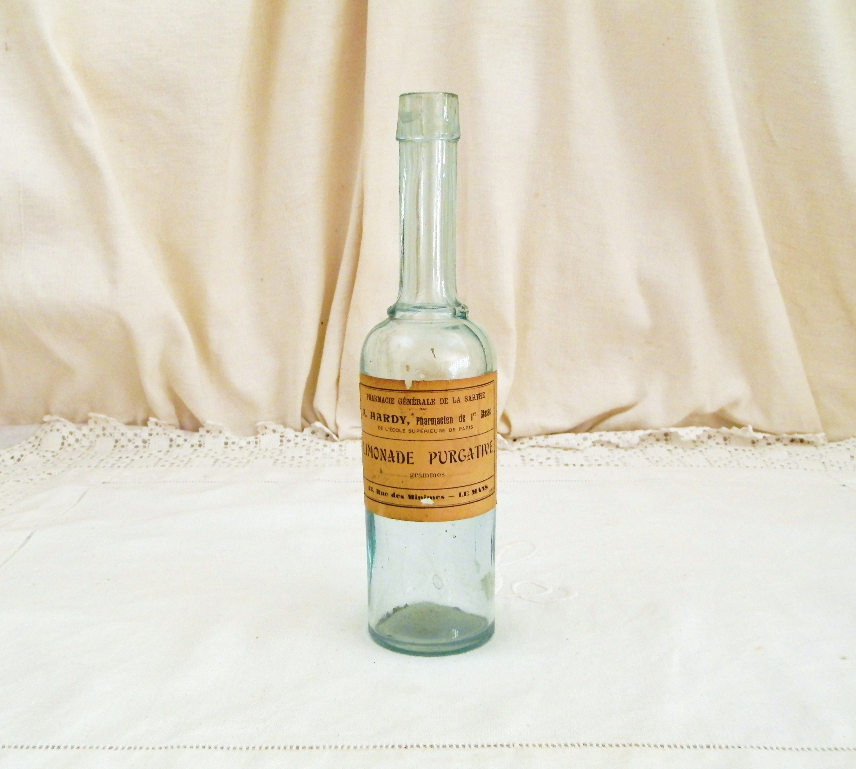 Antique French Medical Chemist Apothecary Pale Blue Glass Bottle from ...