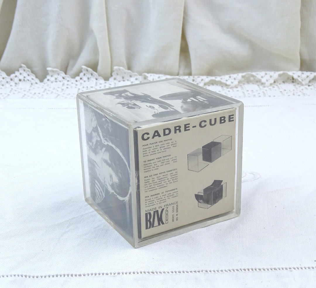 Vintage 1970s French Clear Acrylic Photo Cube by Blk Design, Retro 60 ...