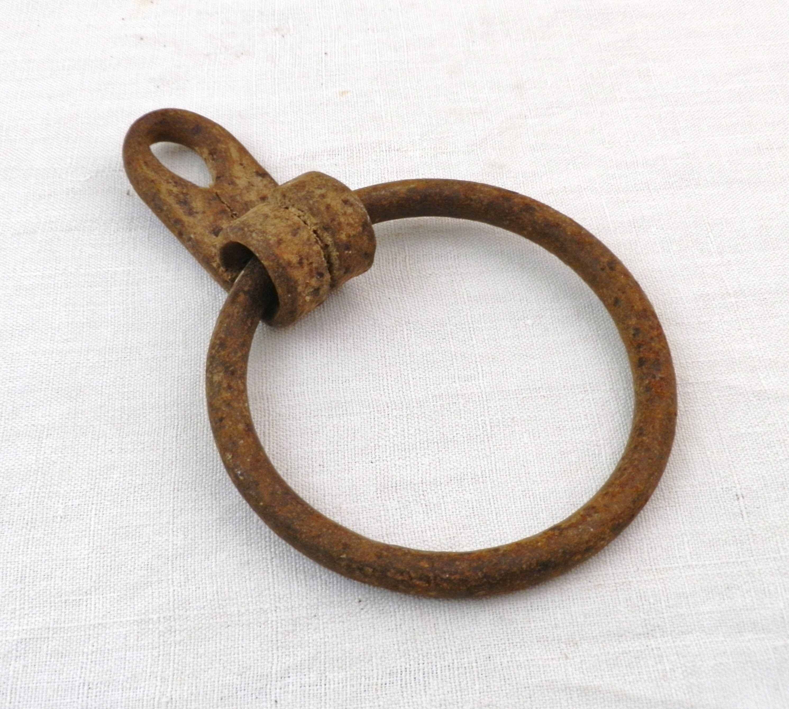 Large Antique French Hand Forged Rusty Iron Hitching Ring, Vintage ...