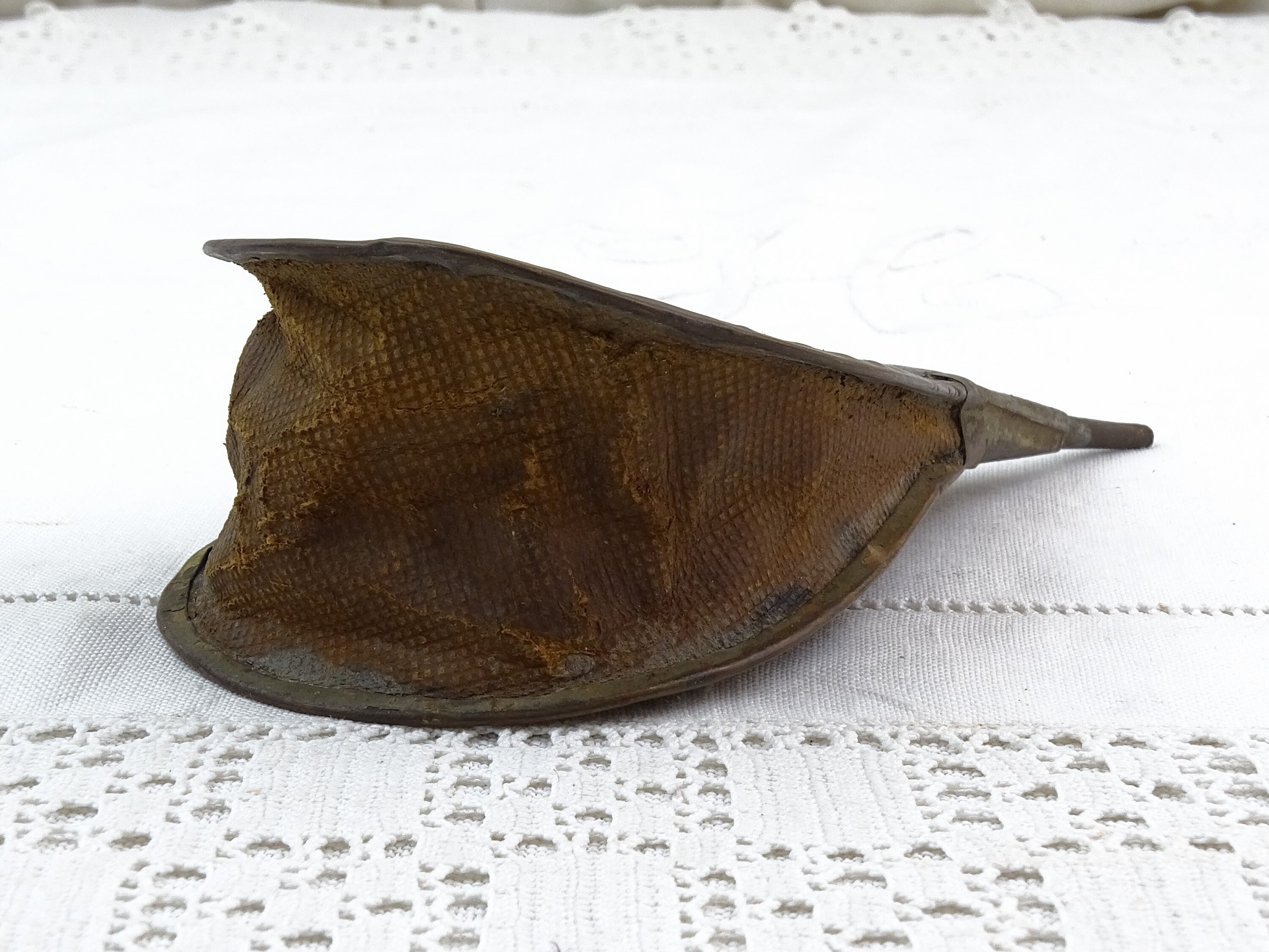 Small French 18th C Antique Metal Powder Bellows made by A Mismaque ...