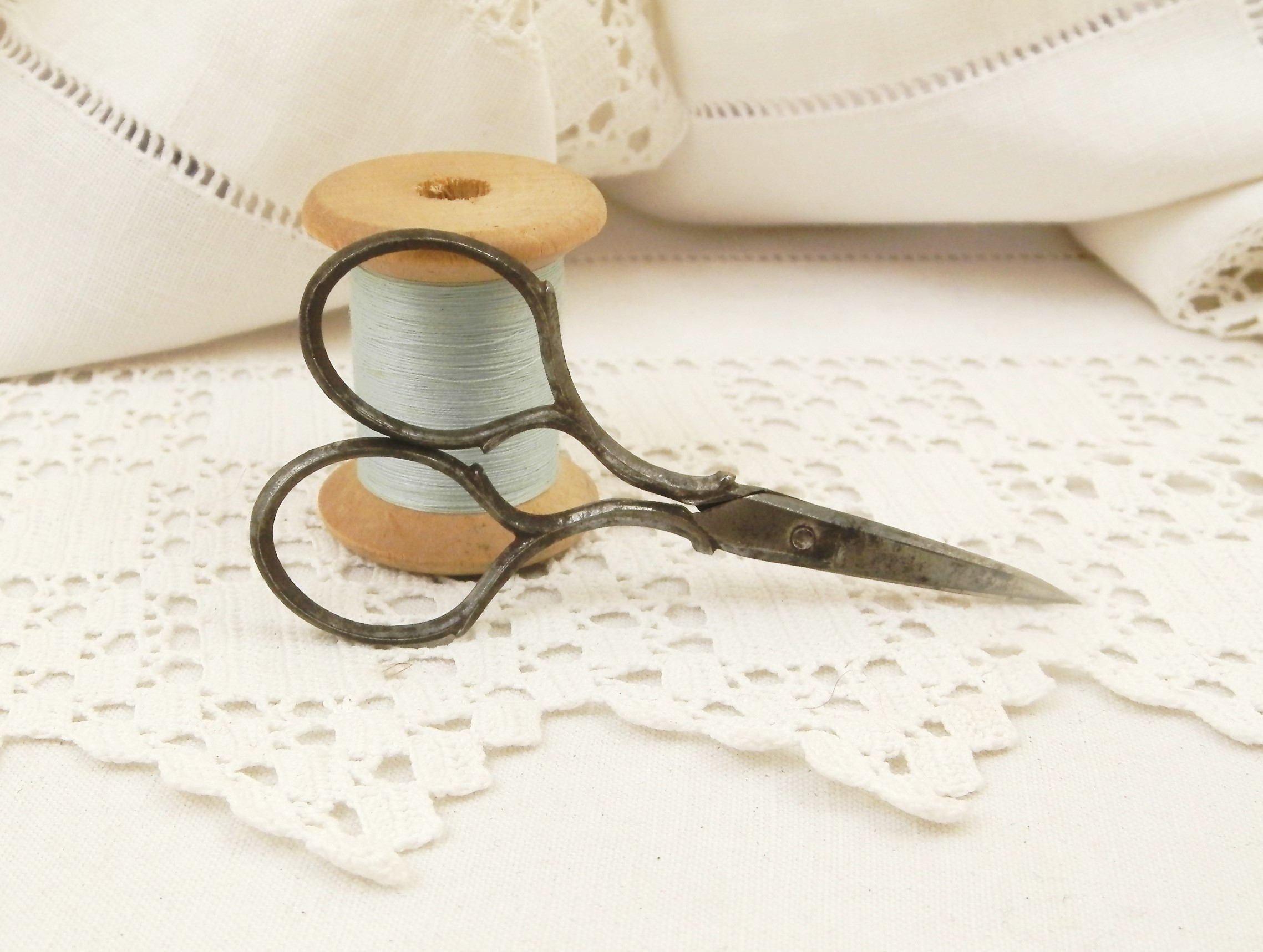 Small Antique French Decorative Embroidery Scissors / Sewing Sheers ...