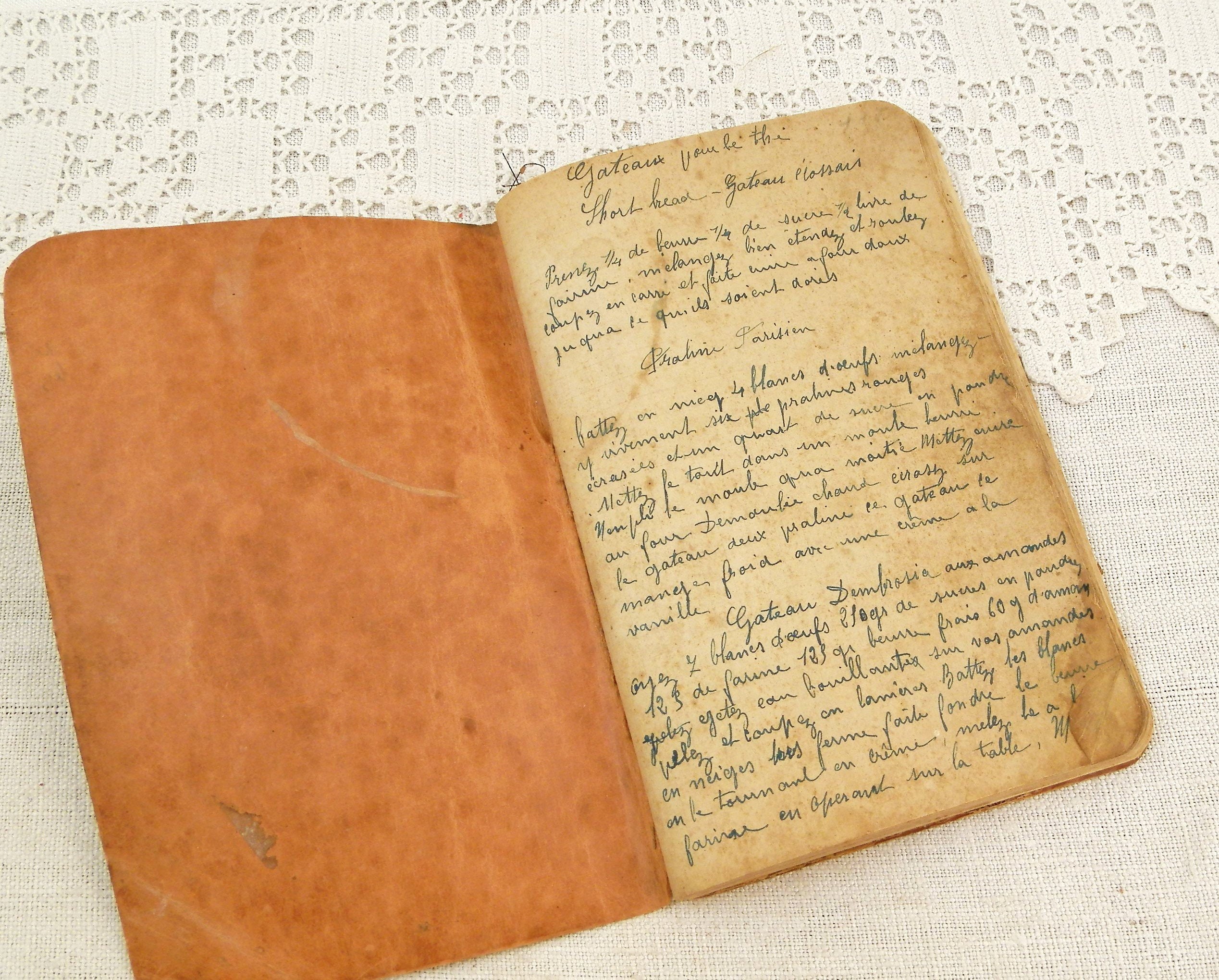 Vintage French Handwritten Recipe Pocket Note Booklet for Cake and ...