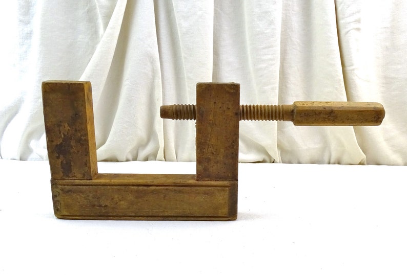 Large Antique French Wooden Clamp Vintage Woodworking Tool - Etsy