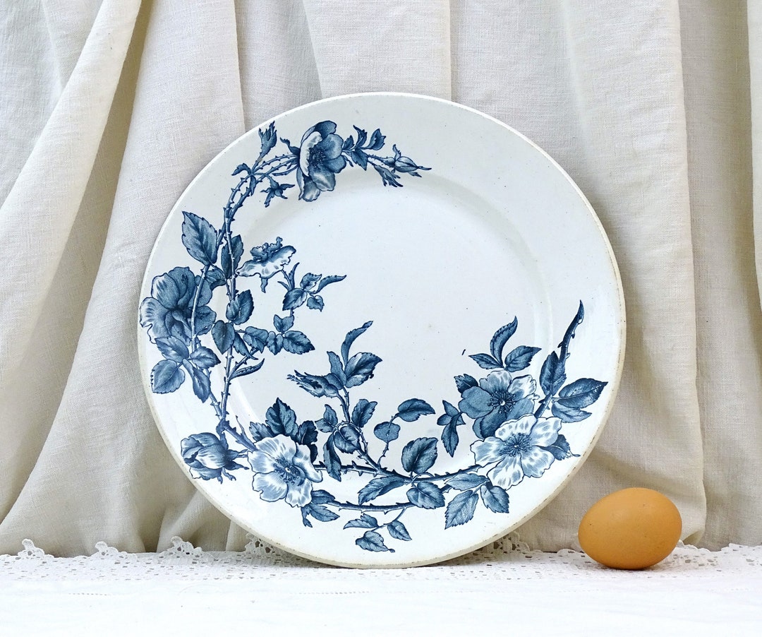 Large Antique French Creil Montereau Flat Pottery Serving Plate With ...