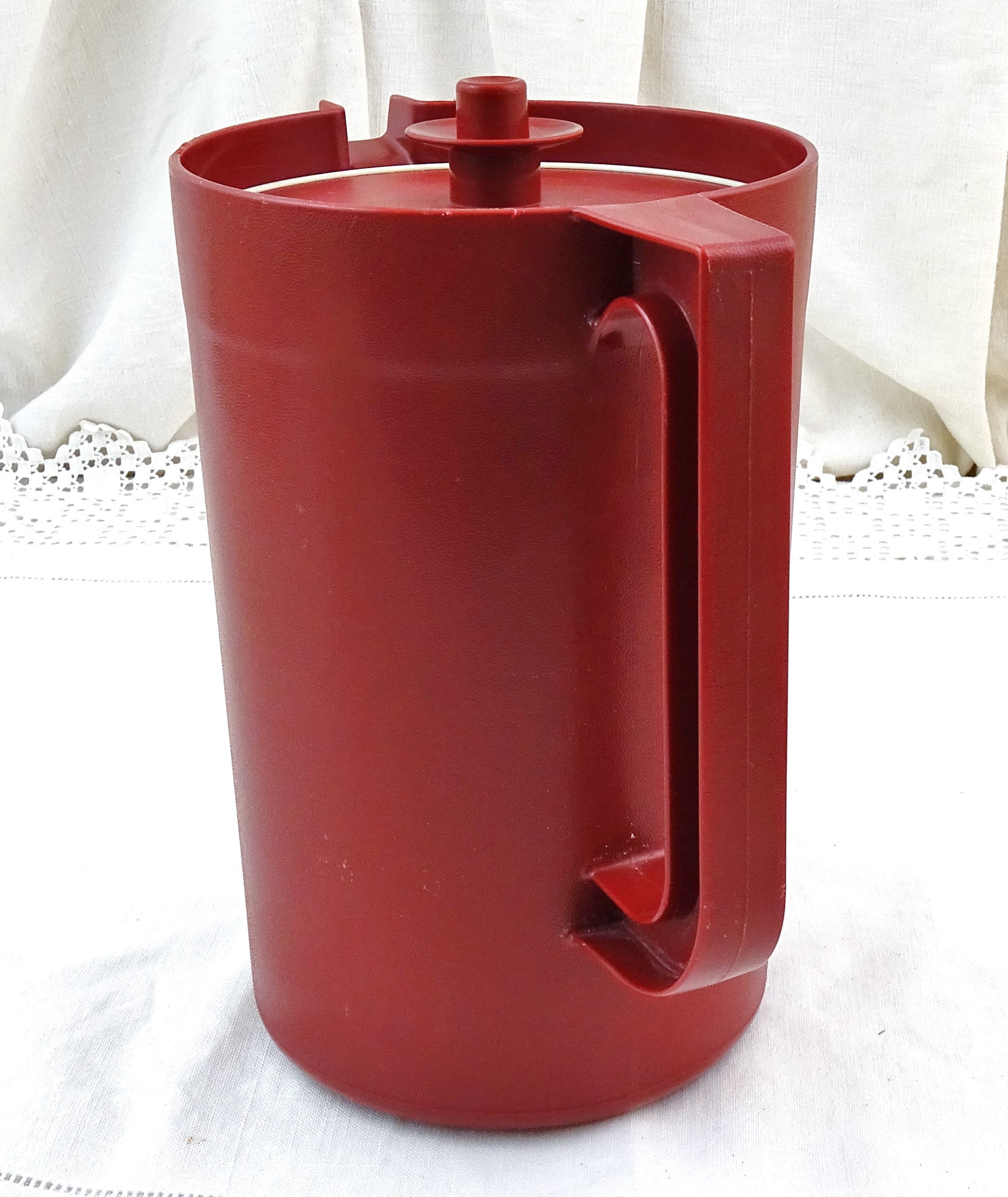 Large Vintage Maroon Colored Tupperware Pitcher, Retro Picnic Jug by ...
