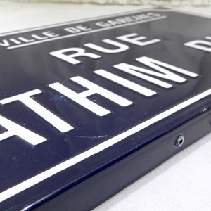 Vintage French Embossed Blue and White Enamel Metal Street Sign "athim ...