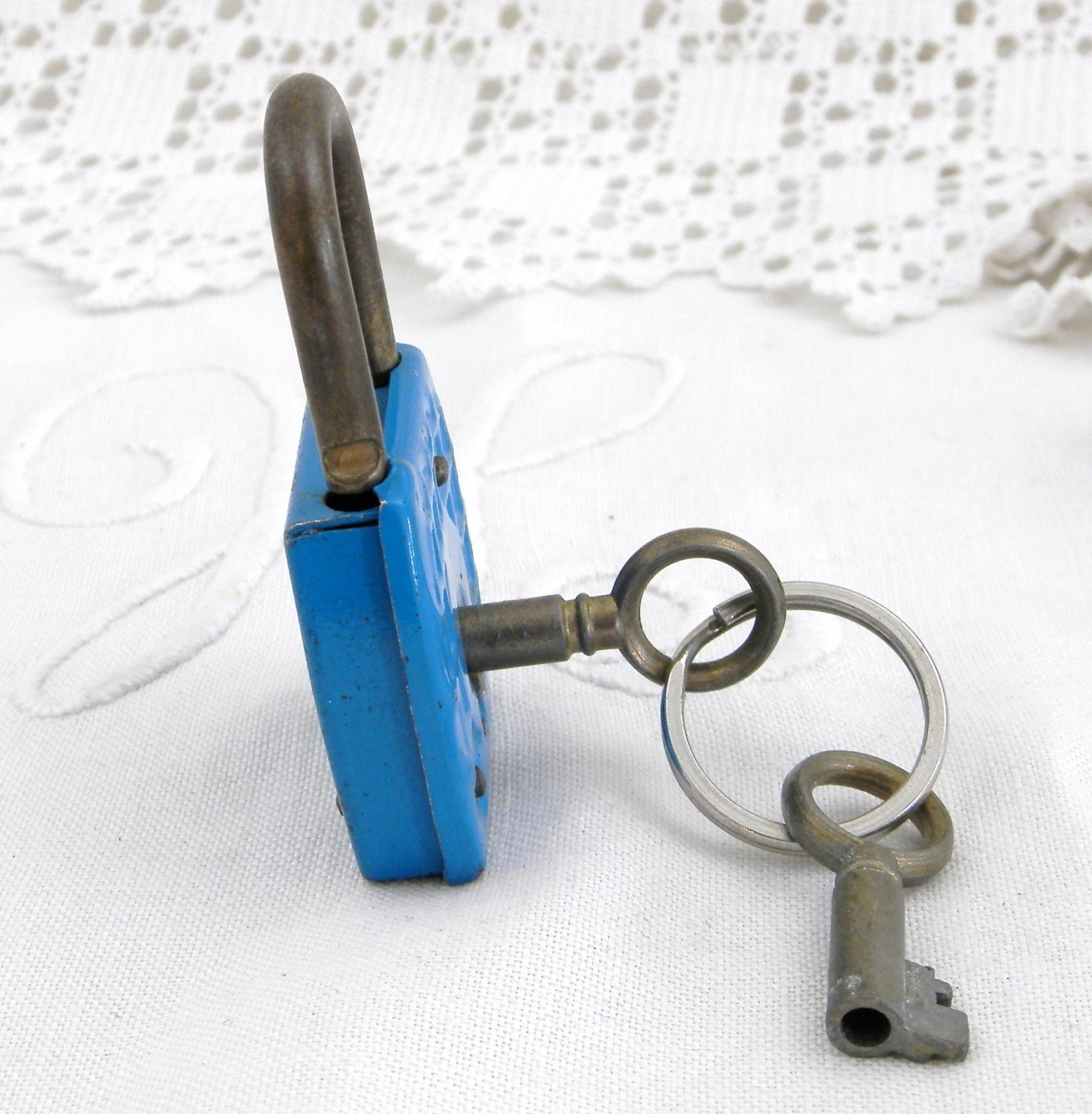 Vintage Working French Blue Padlock with 2 Working Key / Industrial ...