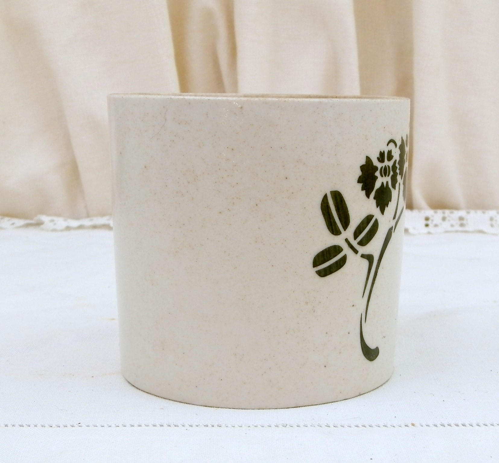 Antique French Pottery Salt Pot with Art Nouveau Stencil Pattern ...