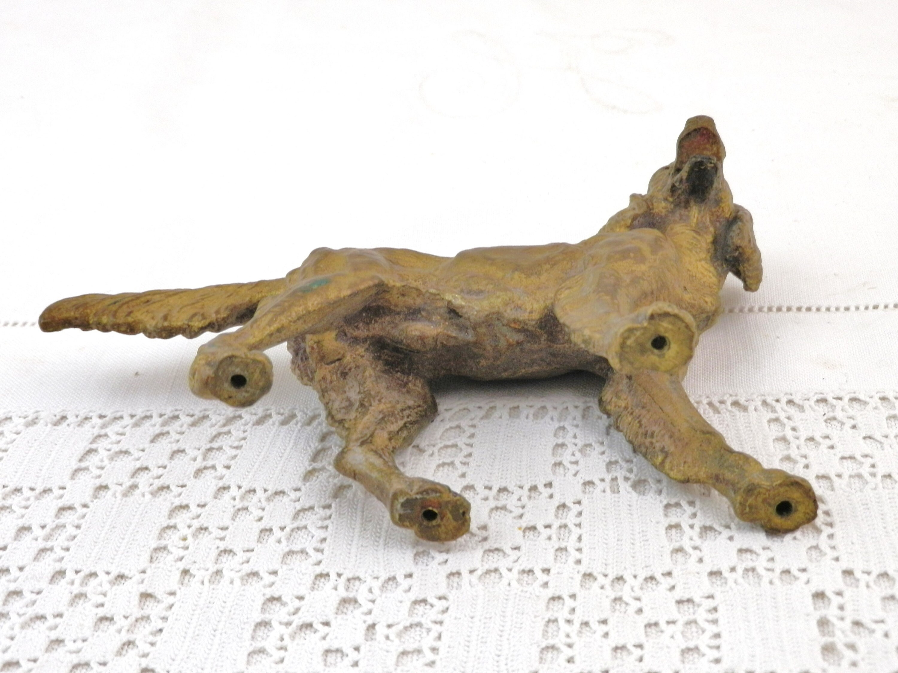 French Antique Gold Gilded Cast Bronze English Setter Dog Figurine ...