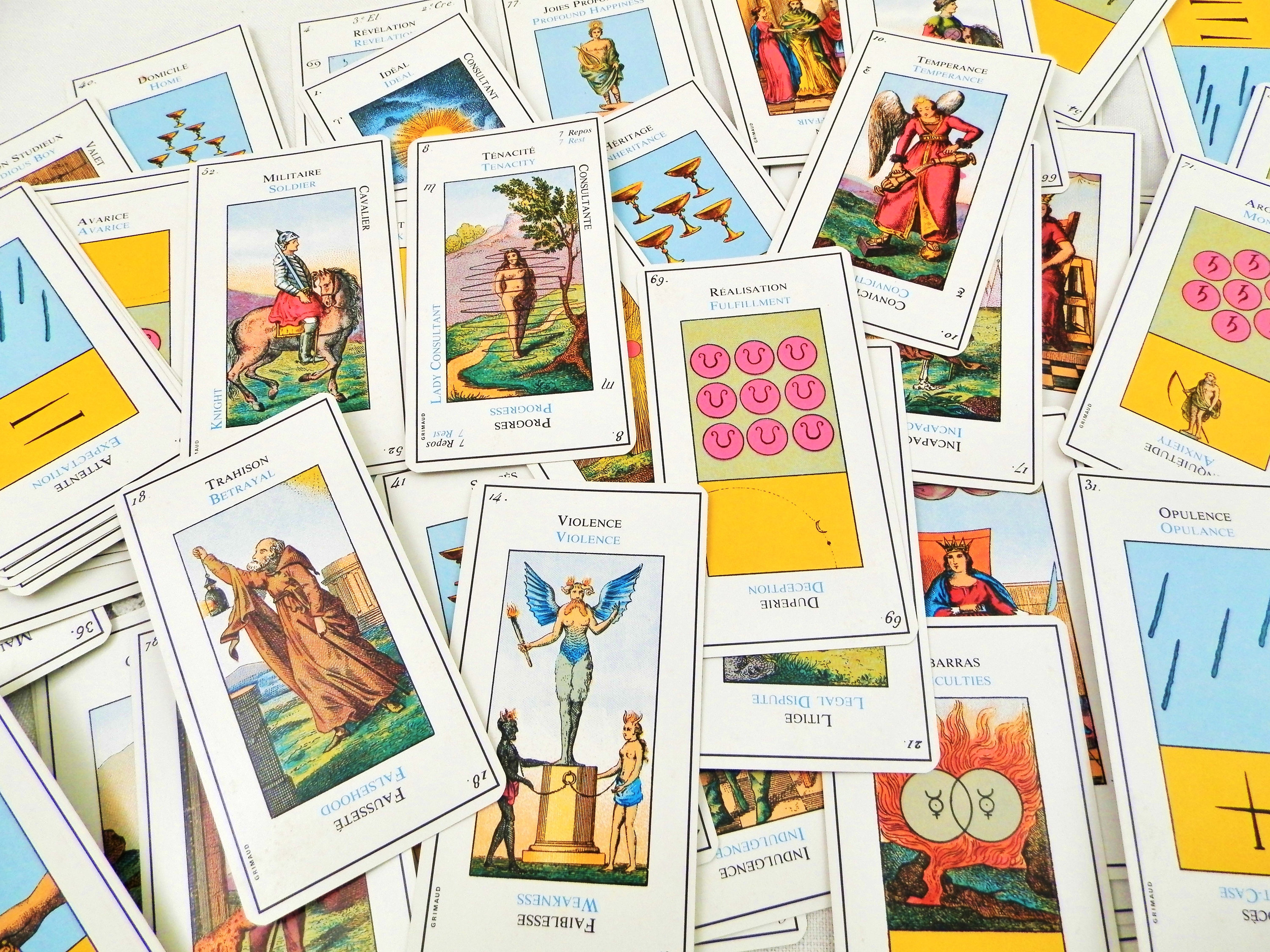 Vintage French Pack 78 Divination Cards Grand Etteilla Egyptian Gypsies ...