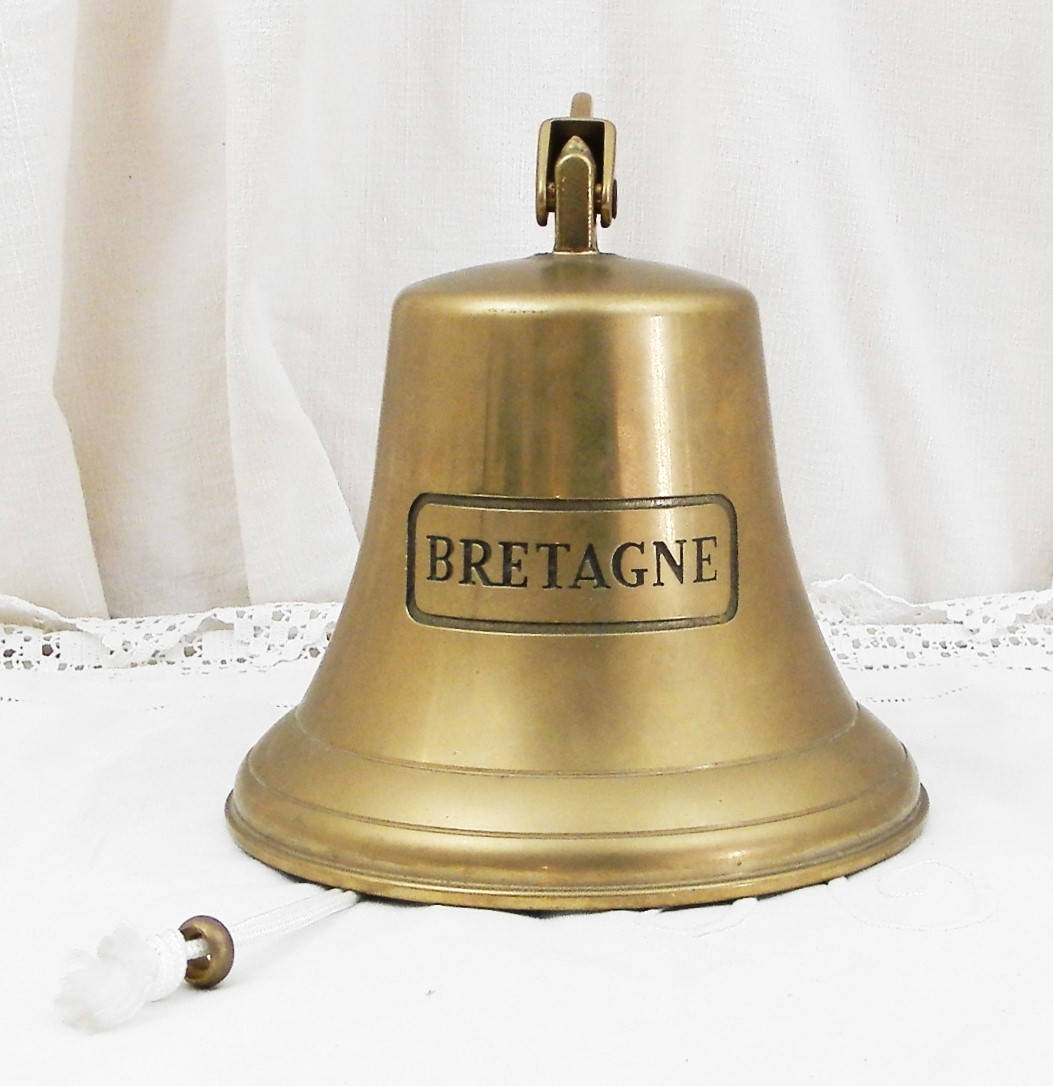 Large Vintage French Reproduction Bronze Bell Engraved Bretagne ...