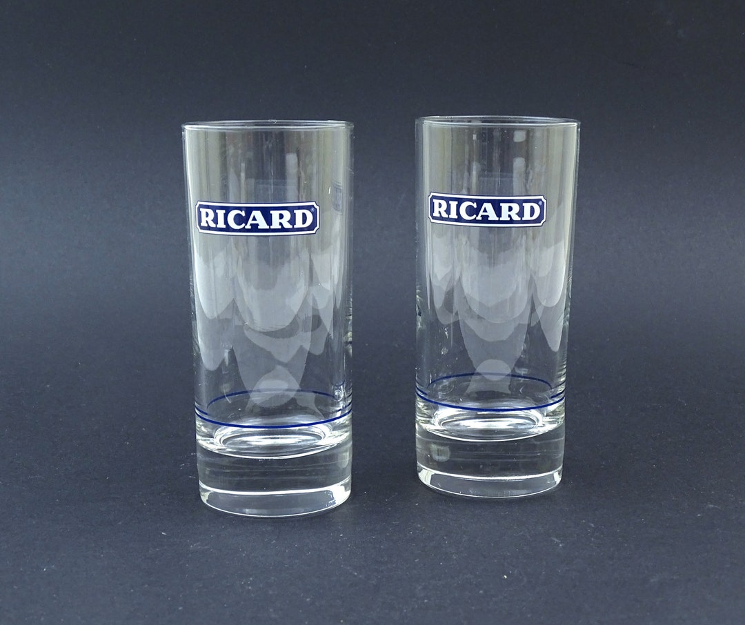 2 Vintage French Ricard Clear Glass Tumblers, Retro Glassware From ...