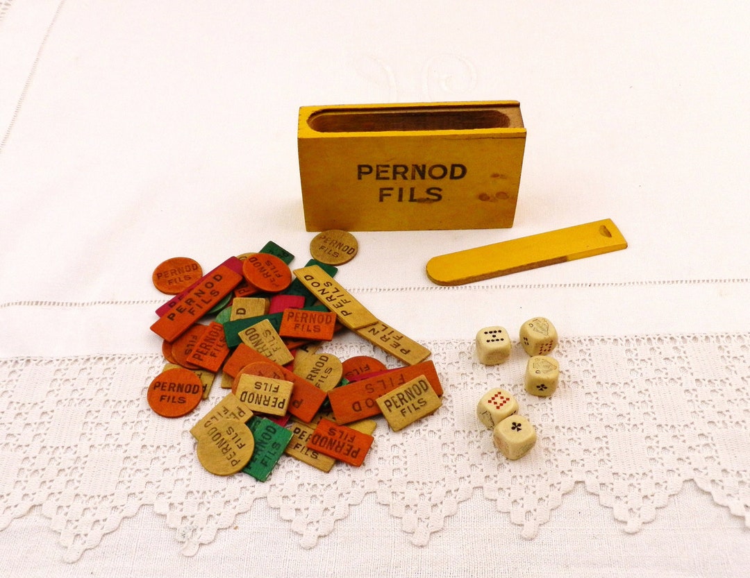 Vintage French Pernod Fils Bright Yellow Wooden Box With Sliding Lid 5 ...