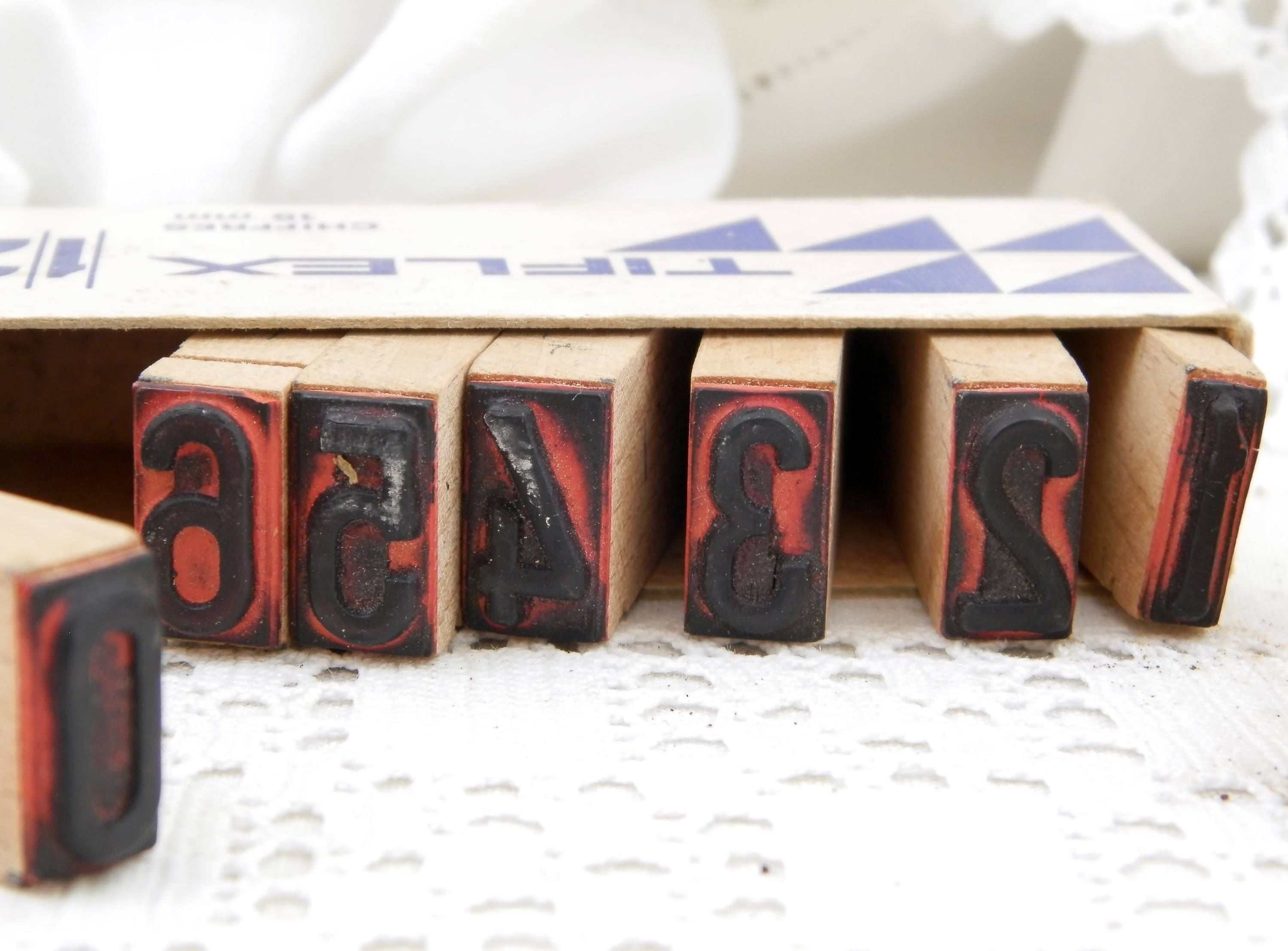 Vintage French Number Tiflex Price Tag Ink Printing Set 0 -9 plus F for ...