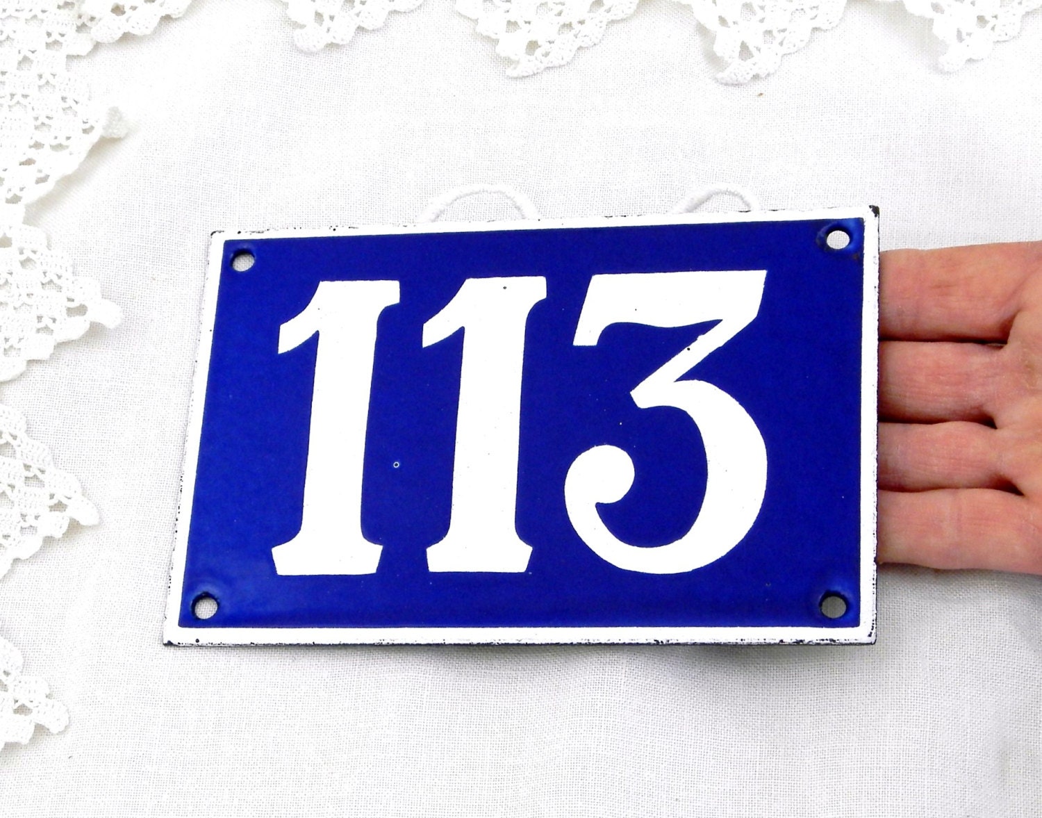 Vintage Traditional French Enamel House Number Plate Number 113 in Blue ...