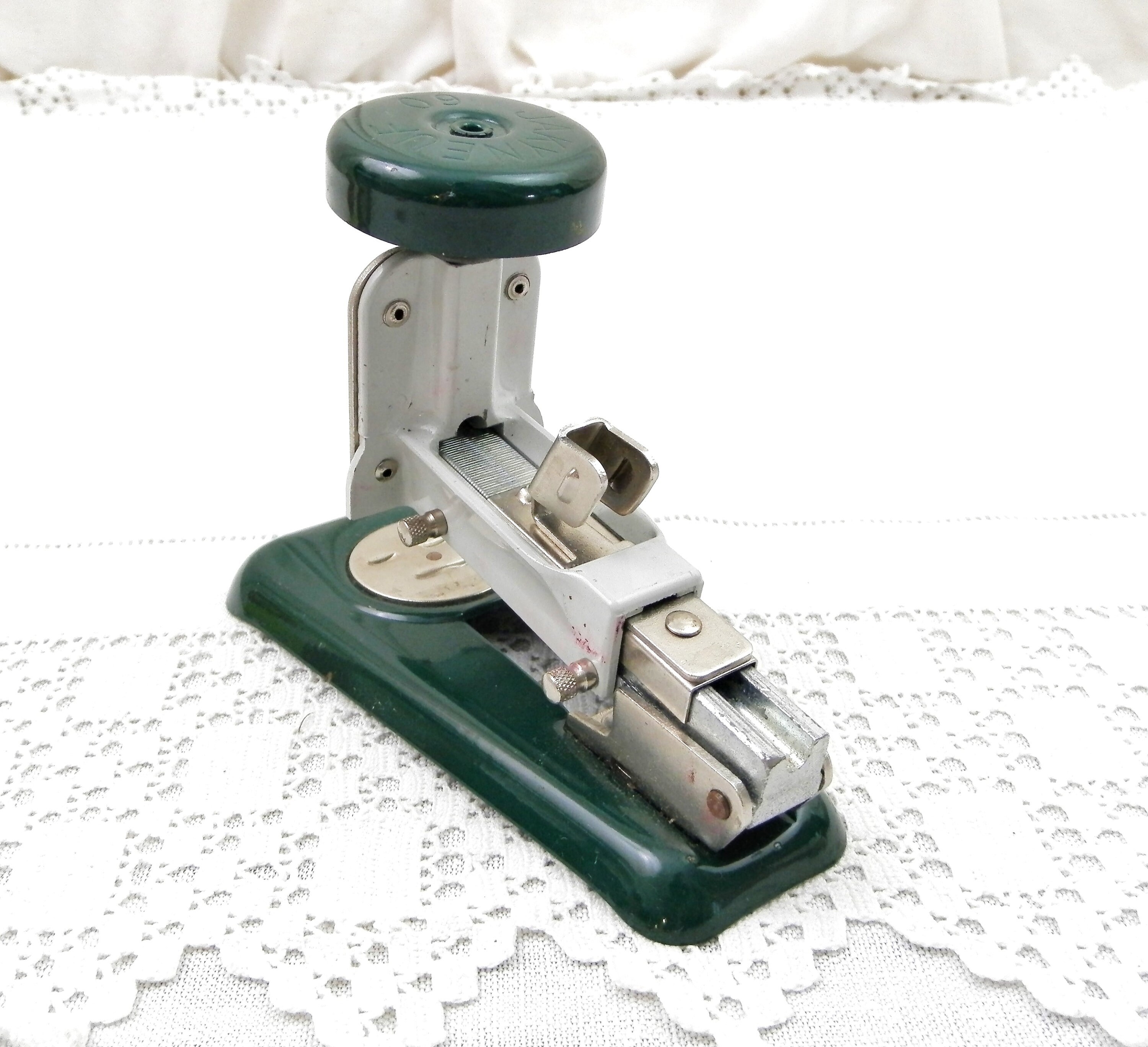Vintage French Mid Century Industrial Metal Hand Green Stapler Jaky 60 ...