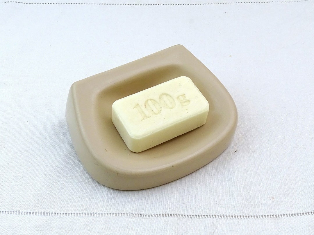 Vintage French 1980s Fawn Colored Ceramic Wall Mounted Soap Dishe ...