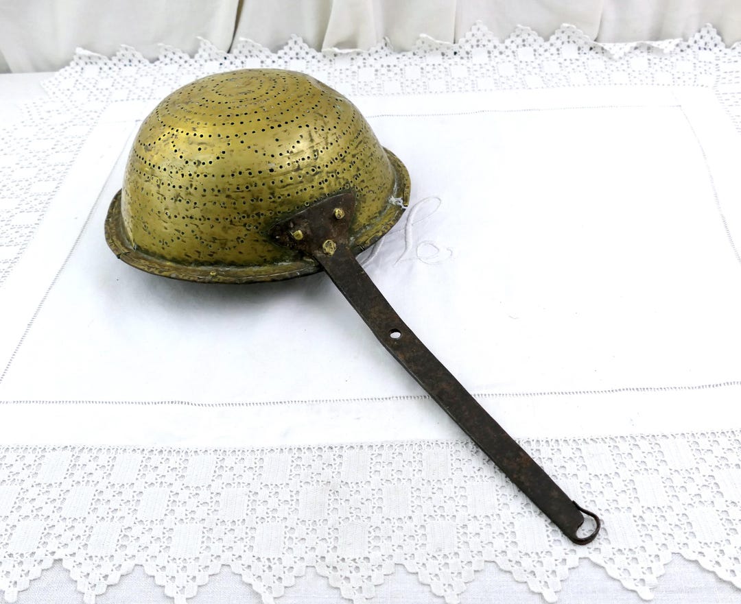 Large Antique French Primitive Rustic Brass and Forged Iron Kitchen ...