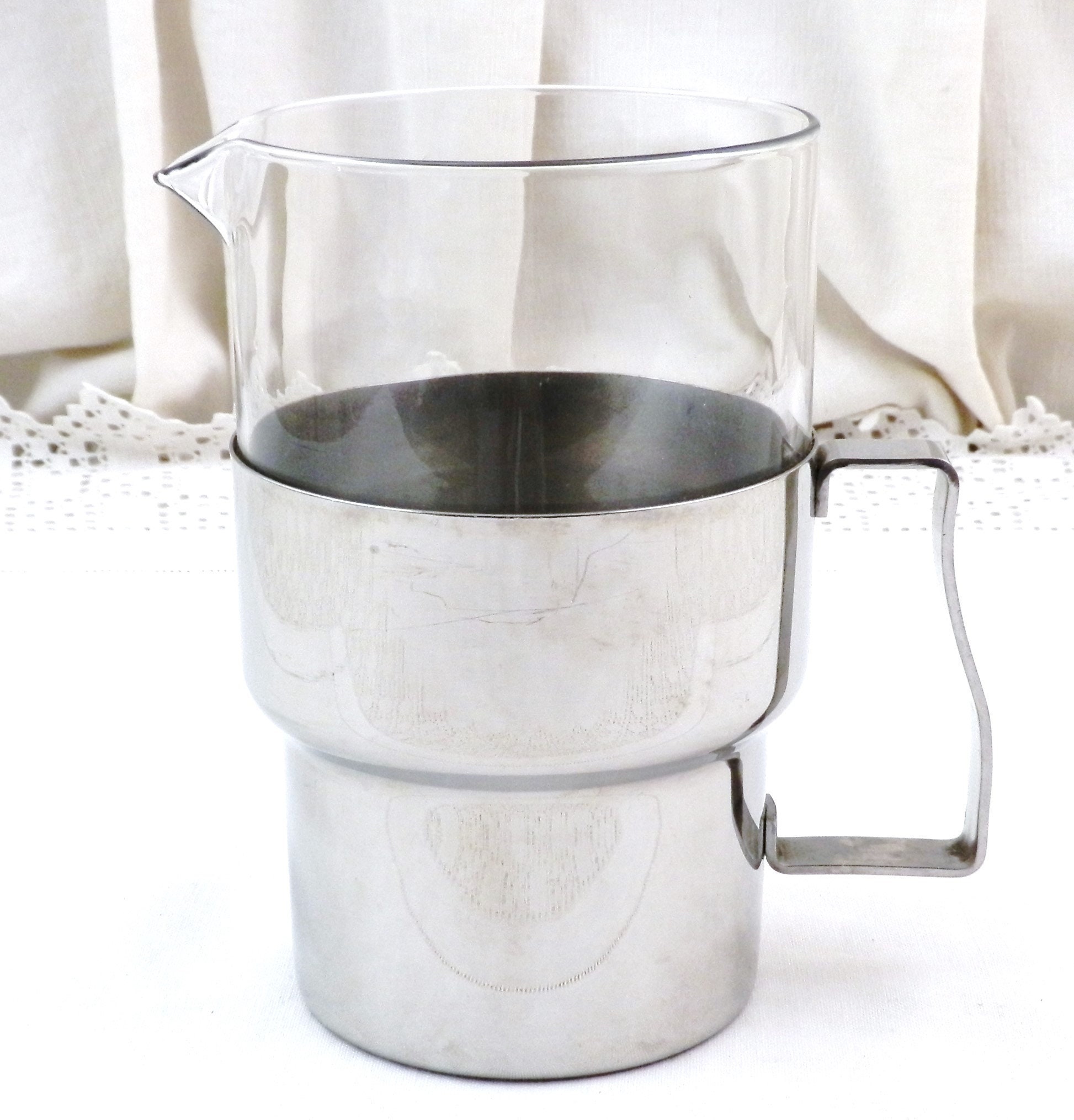 Vintage 1970s Italian Inoxpran Water Pitcher with Stainless Steel Base ...