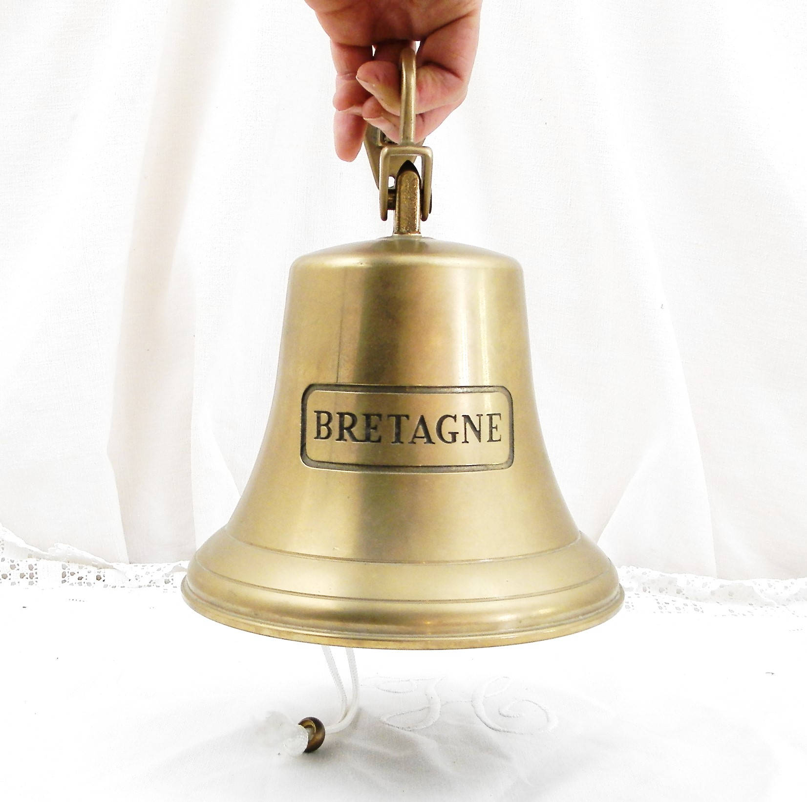 Large Vintage French Reproduction Bronze Bell Engraved Bretagne ...