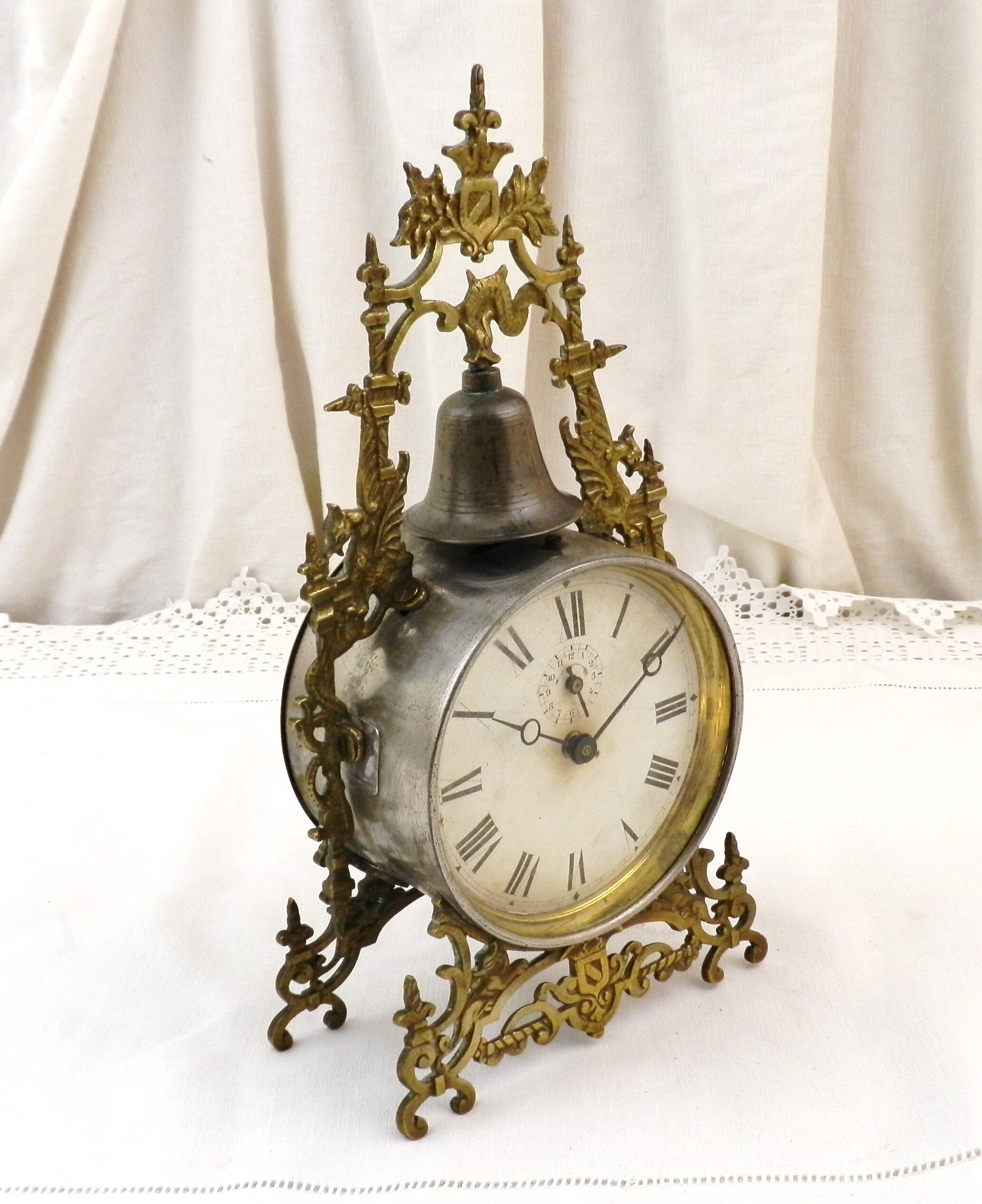 Working French Antique 19th Century Alarm Clock Made From Assembled ...