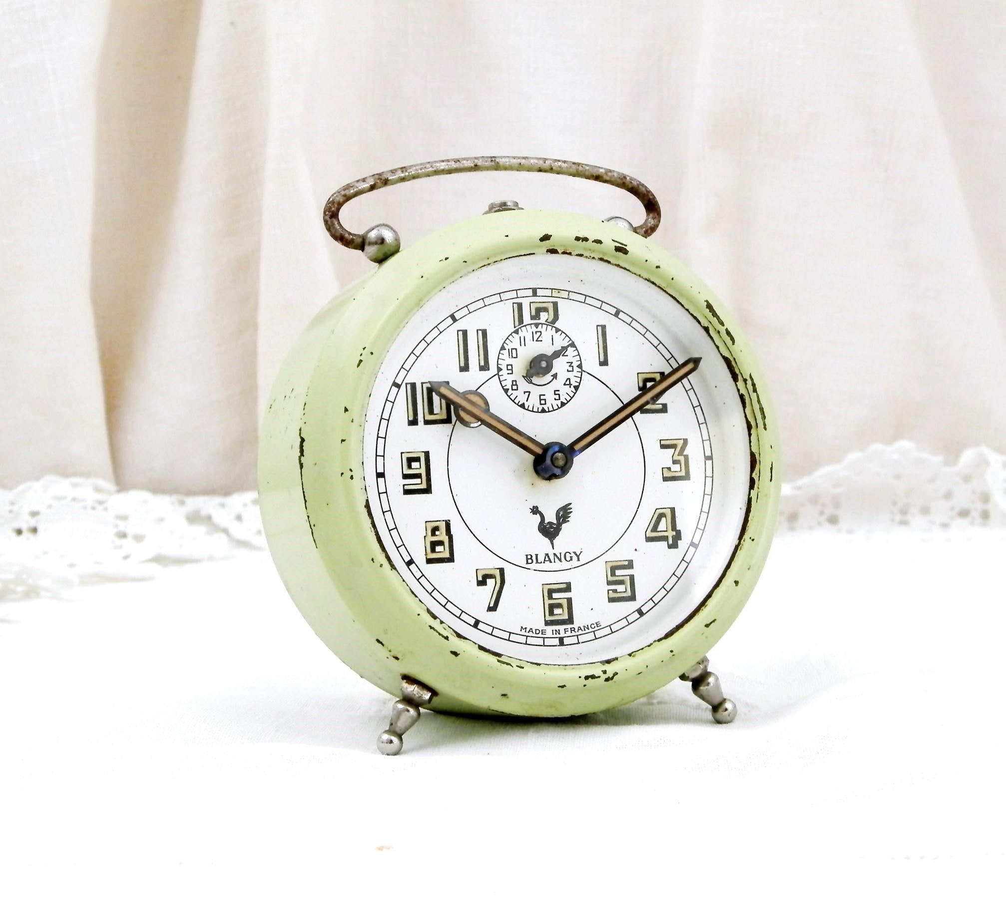Vintage Working French Shabby Chippy Art Deco Mint Green Blangy ...