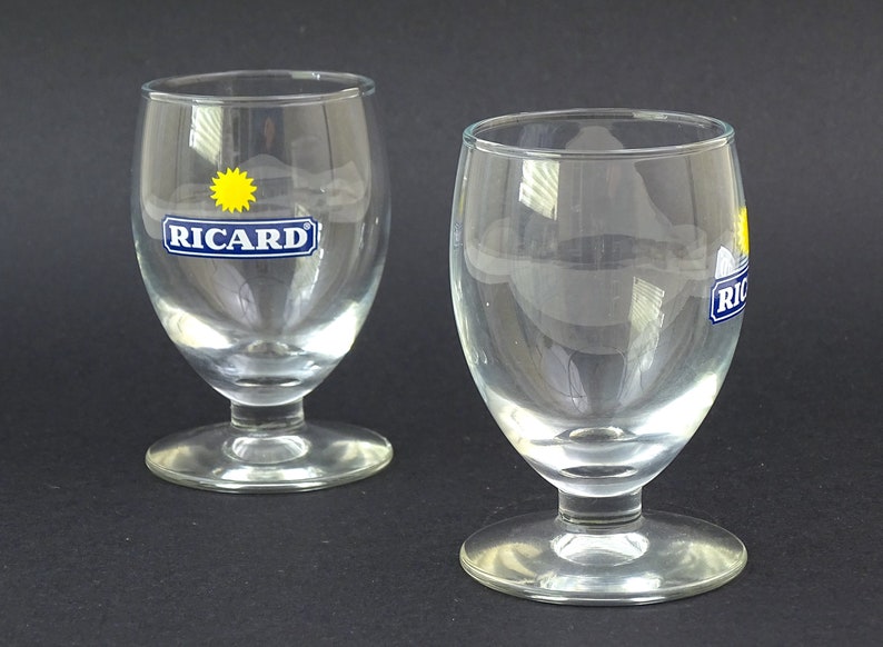 2 Small French Vintage Ricard Drinks Short Stemmed Glasses - Etsy
