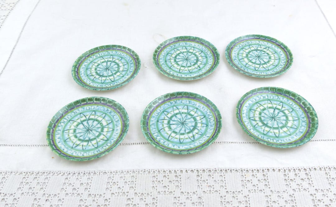 Set of 6 Vintage French Mid Century Melamine Drinks Coasters With ...