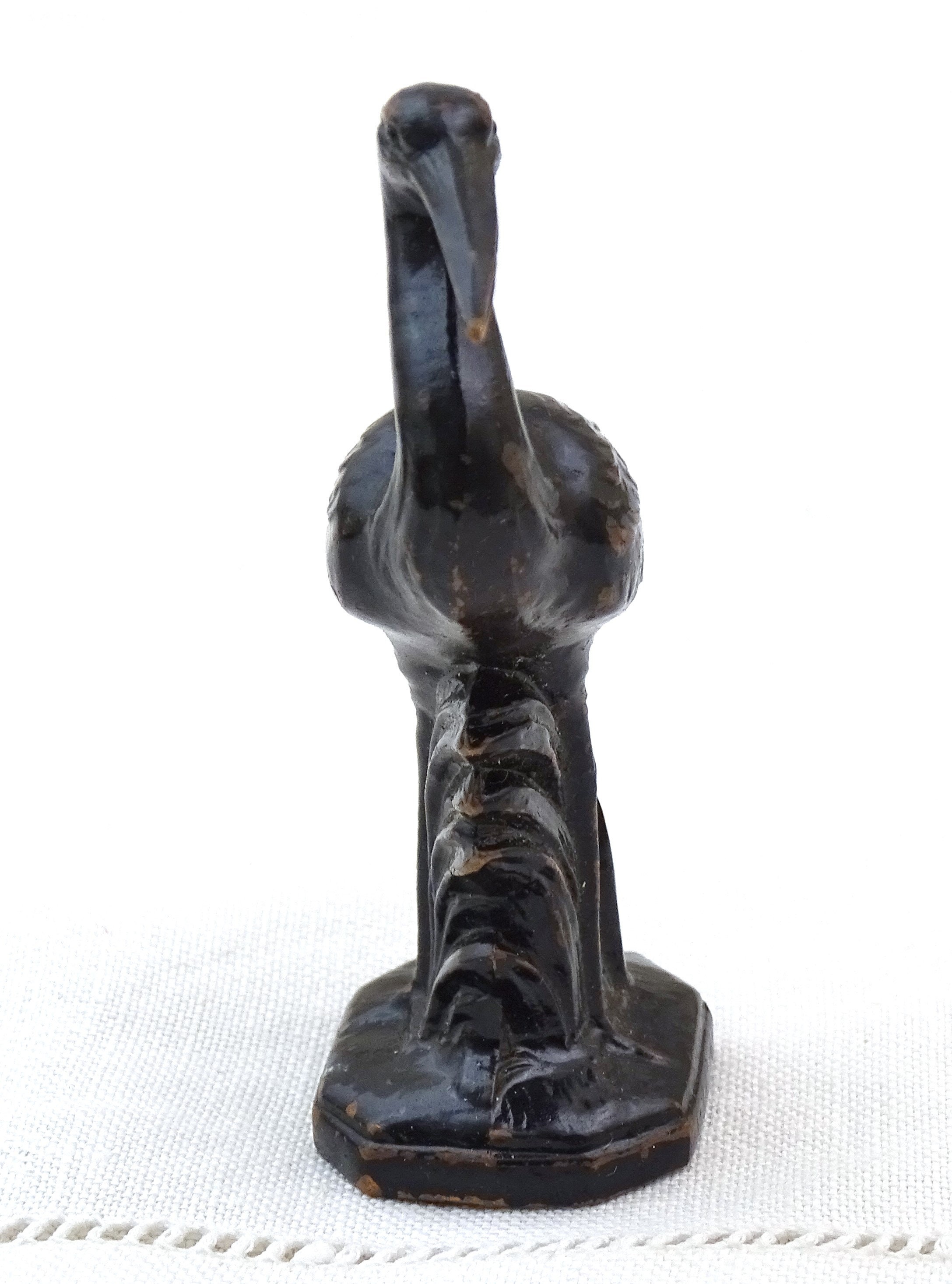 Small Antique French Stork Cast Black Lacquered Bronze Metal Figurine ...