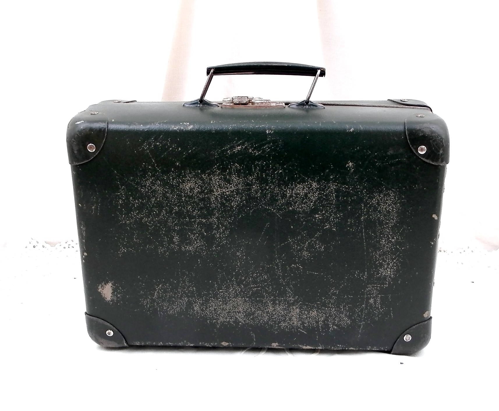 Small Vintage Green Suitcase from France Made of Strong Cardboard with ...
