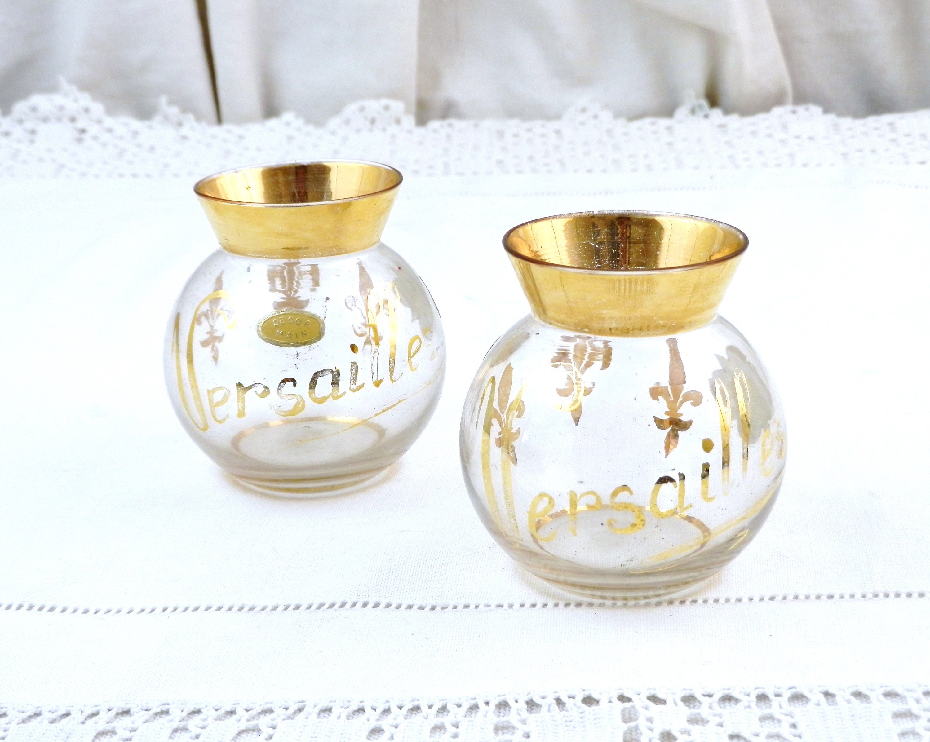 RESERVED FOR SHERRI 2 Small Matching Pair French Vintage Round Clear ...