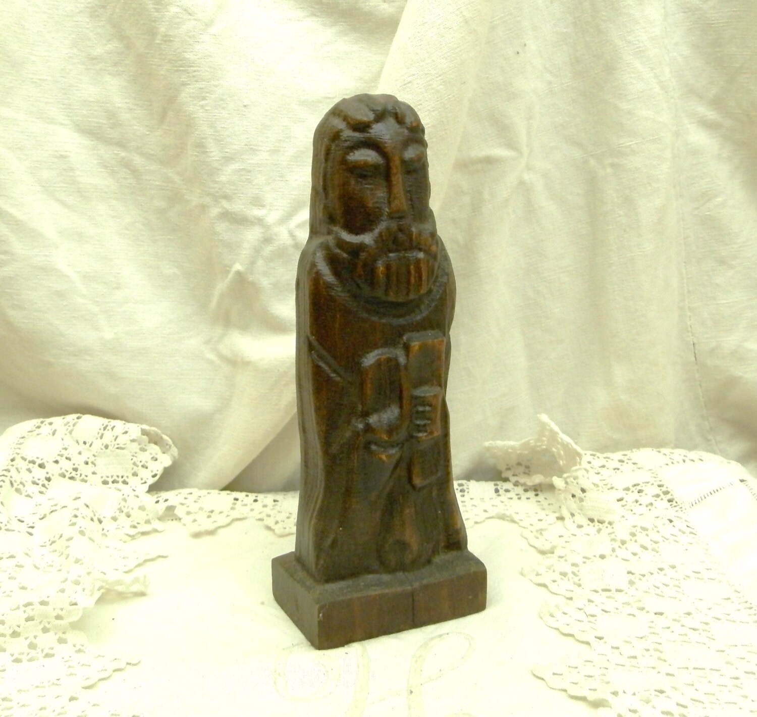 Vintage Hand Carved Oak Statue of Saint Peter, St Pierre Christian ...