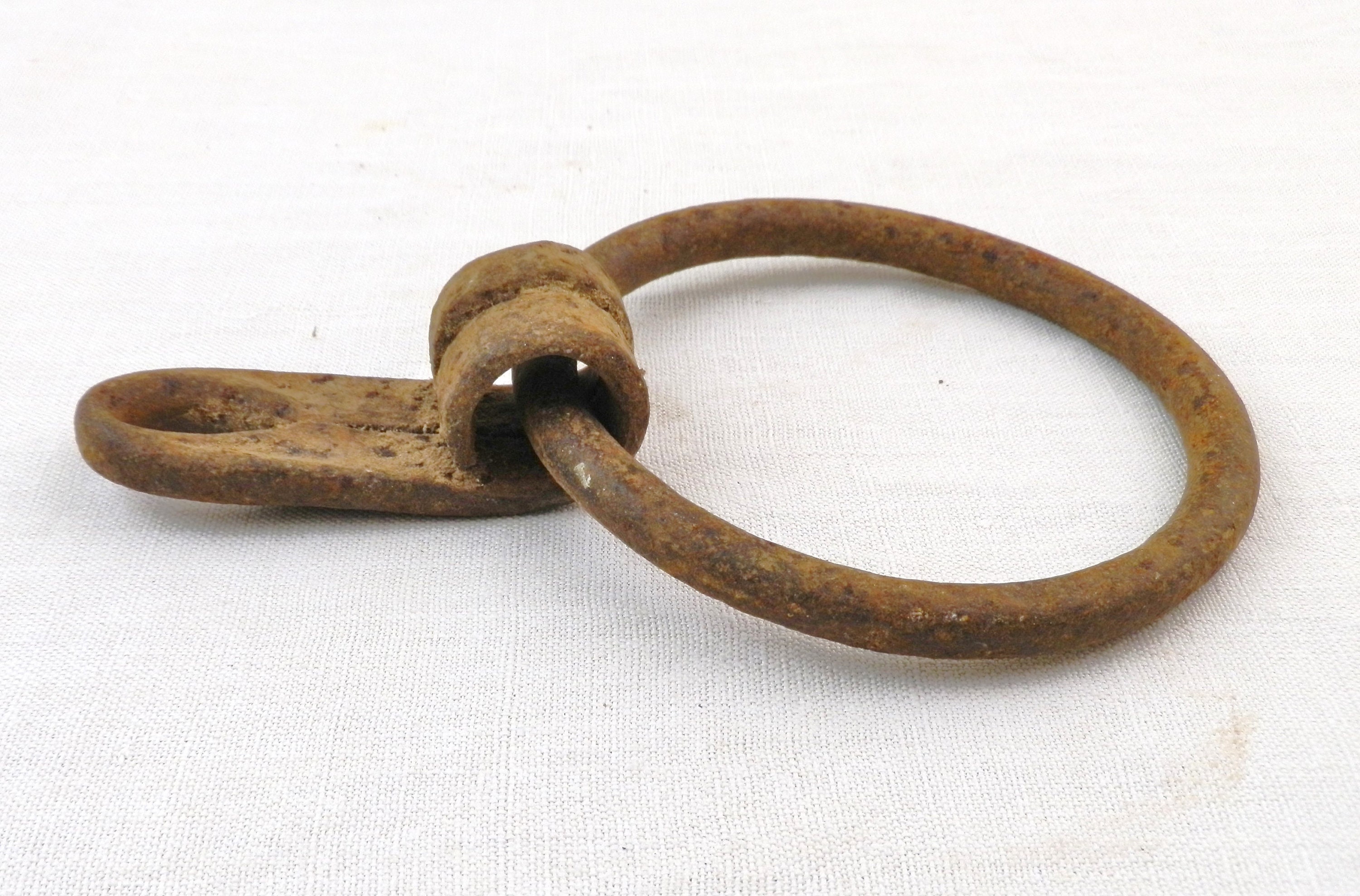 Large Antique French Hand Forged Rusty Iron Hitching Ring, Vintage ...