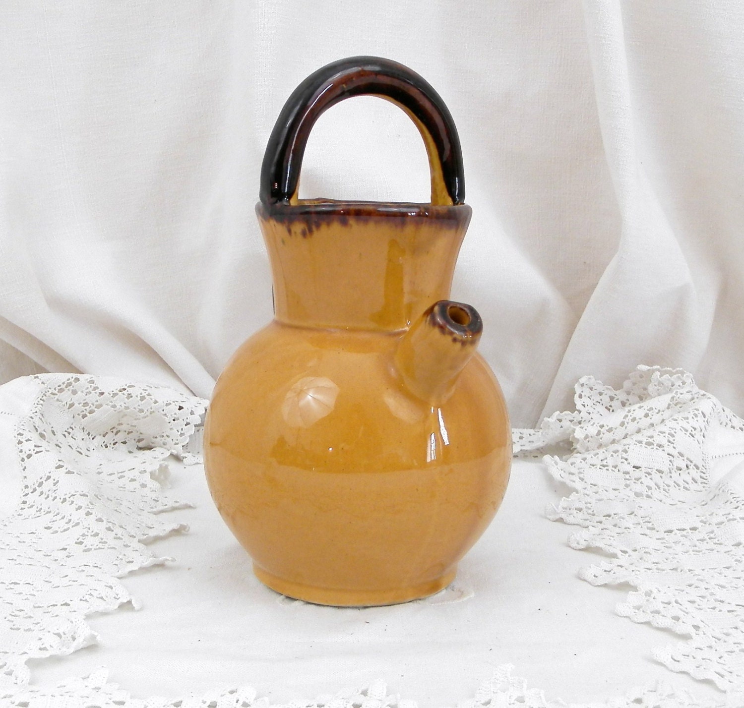 Vintage French Ceramic Farmhouse Water Pitcher / Jug / Mediterranean ...