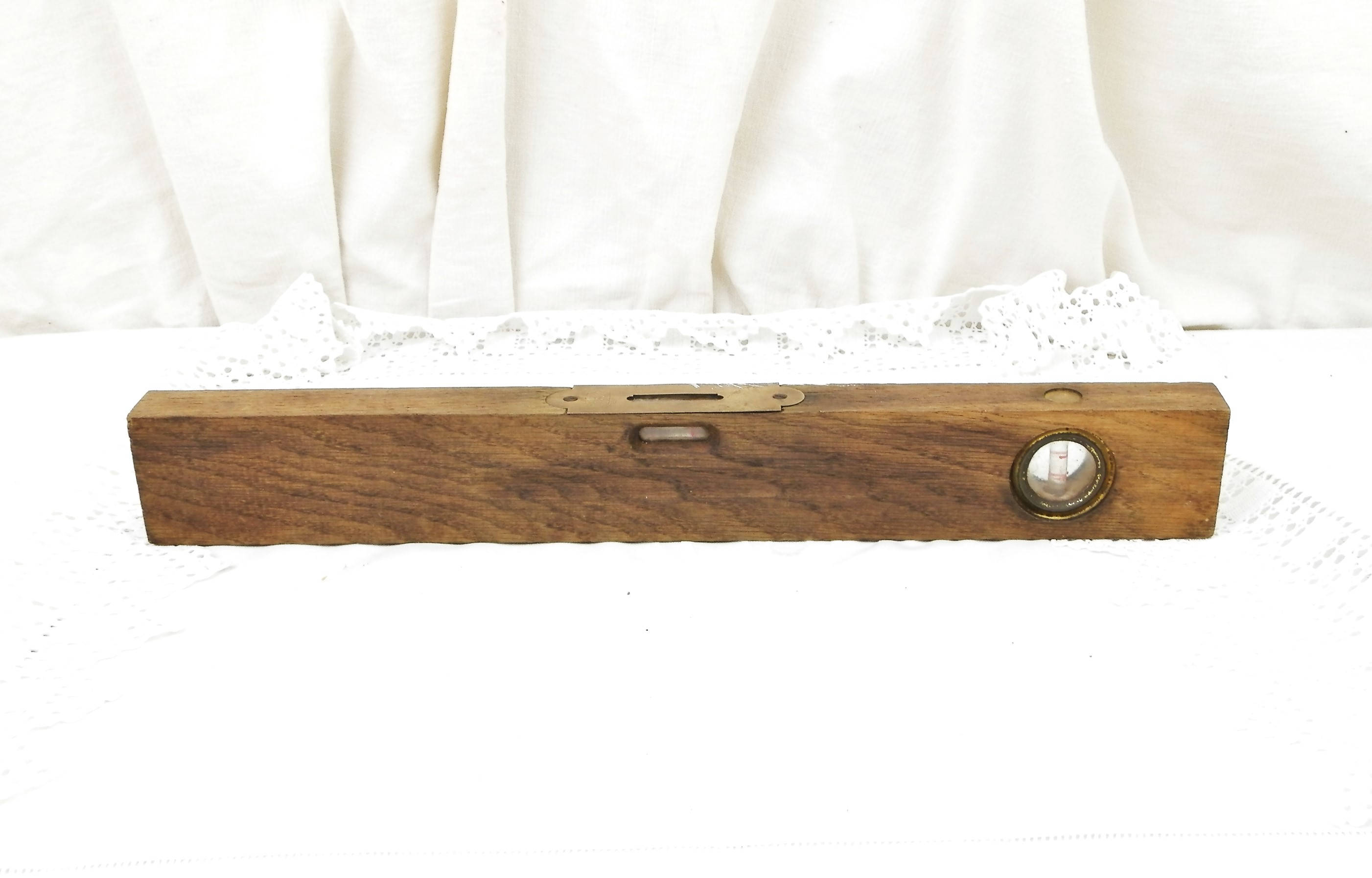 Large Vintage French Working Wooden Spirit Level Made of Oak Wood with ...