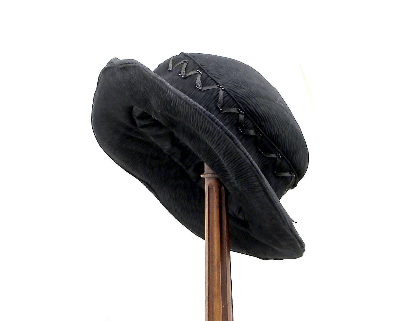 RESERVED FOR SUSAN Antique Lady / Women's Unused Black Crepe Fabric ...