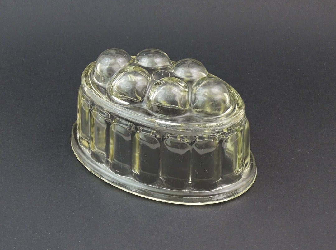 Vintage Clear Glass Jello Mold, Retro Glassware Charlotte Pudding Dish ...