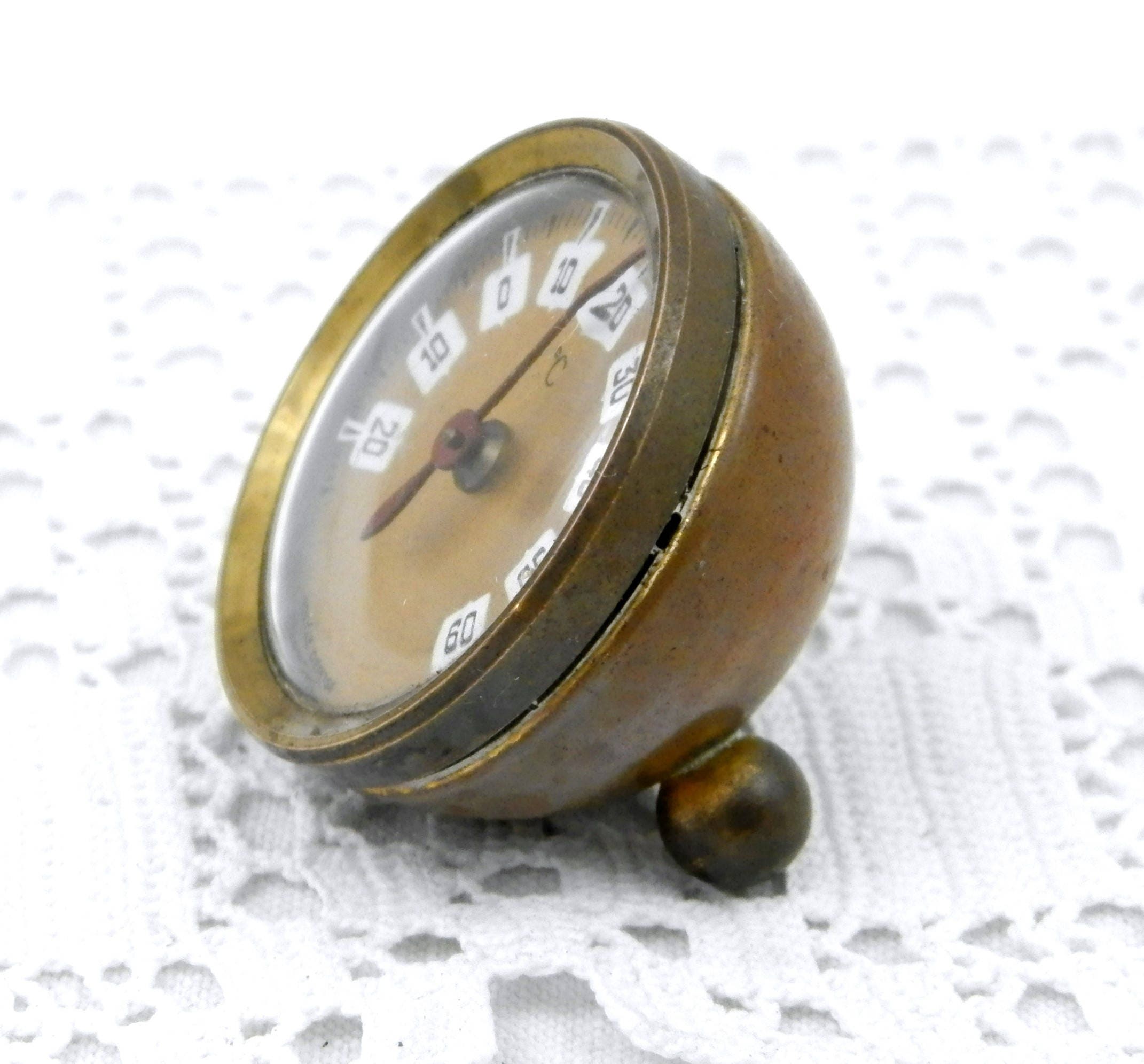 Small Working Vintage French Mid Century Round Brass and Copper Home ...