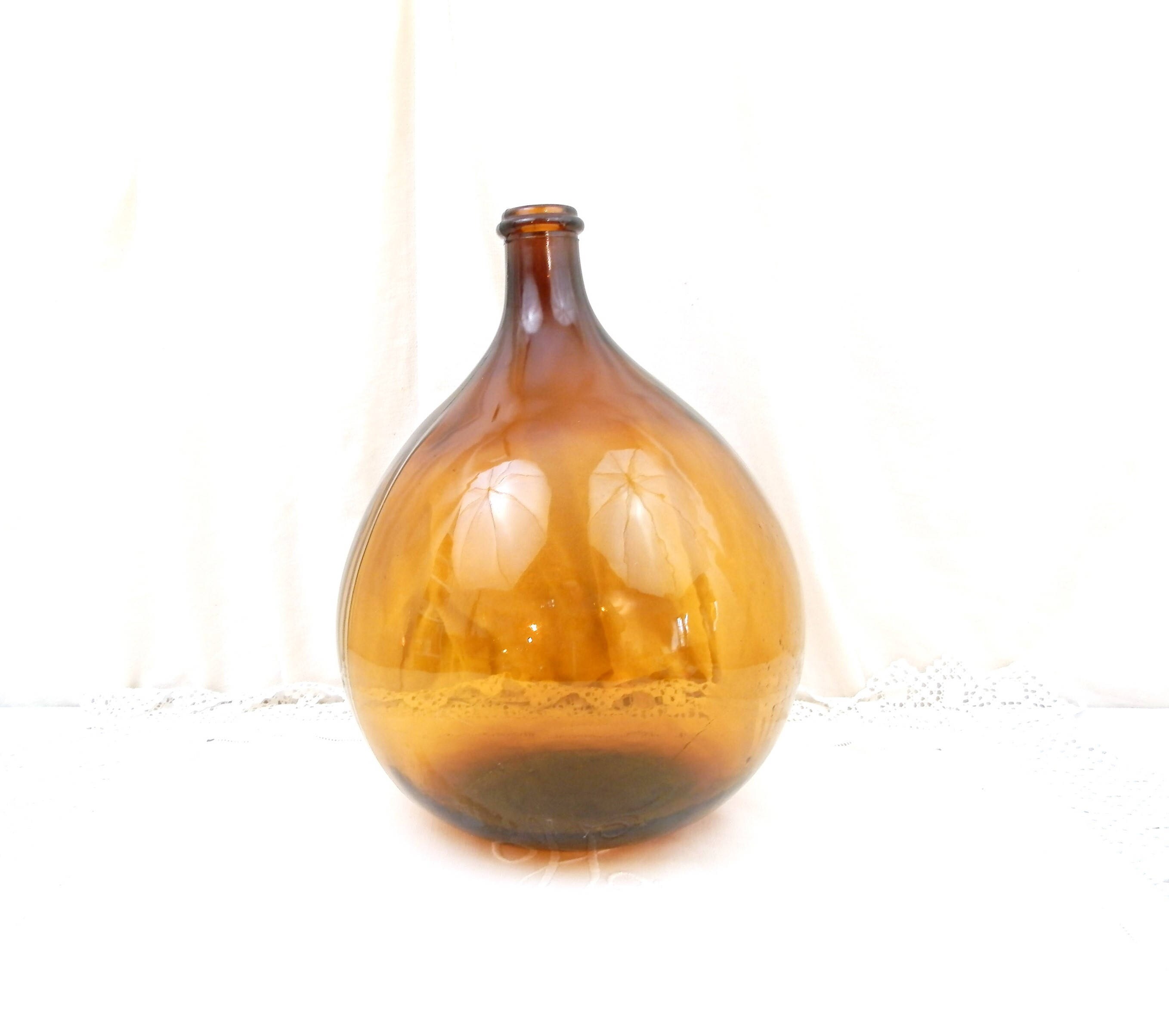 Vintage French Amber Glass Demijohn / Carboy 10 L / 2.6 Gallons, French ...