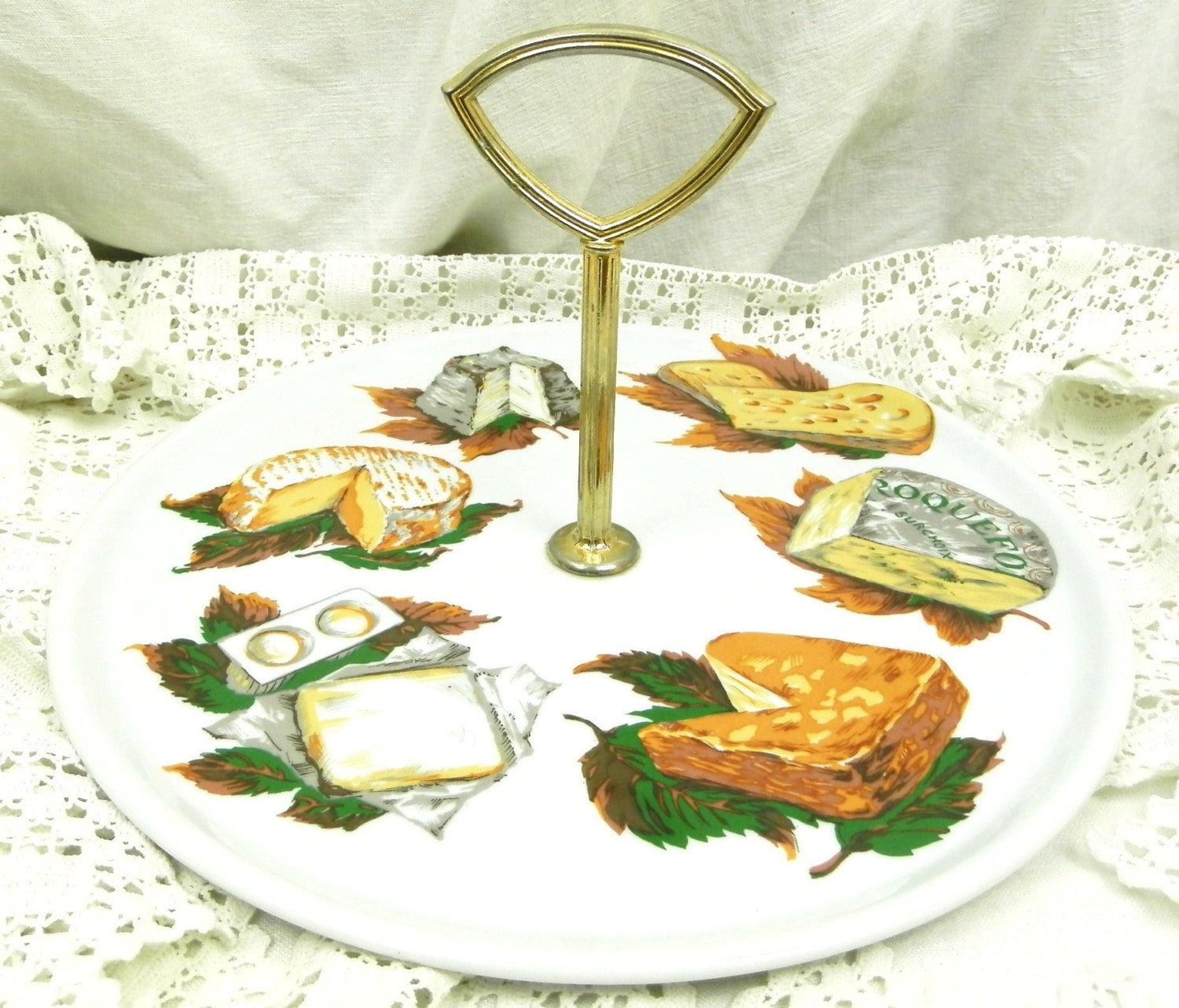 Vintage French 1960s Mid Century Porcelain Cheese Platter With Trompe L ...
