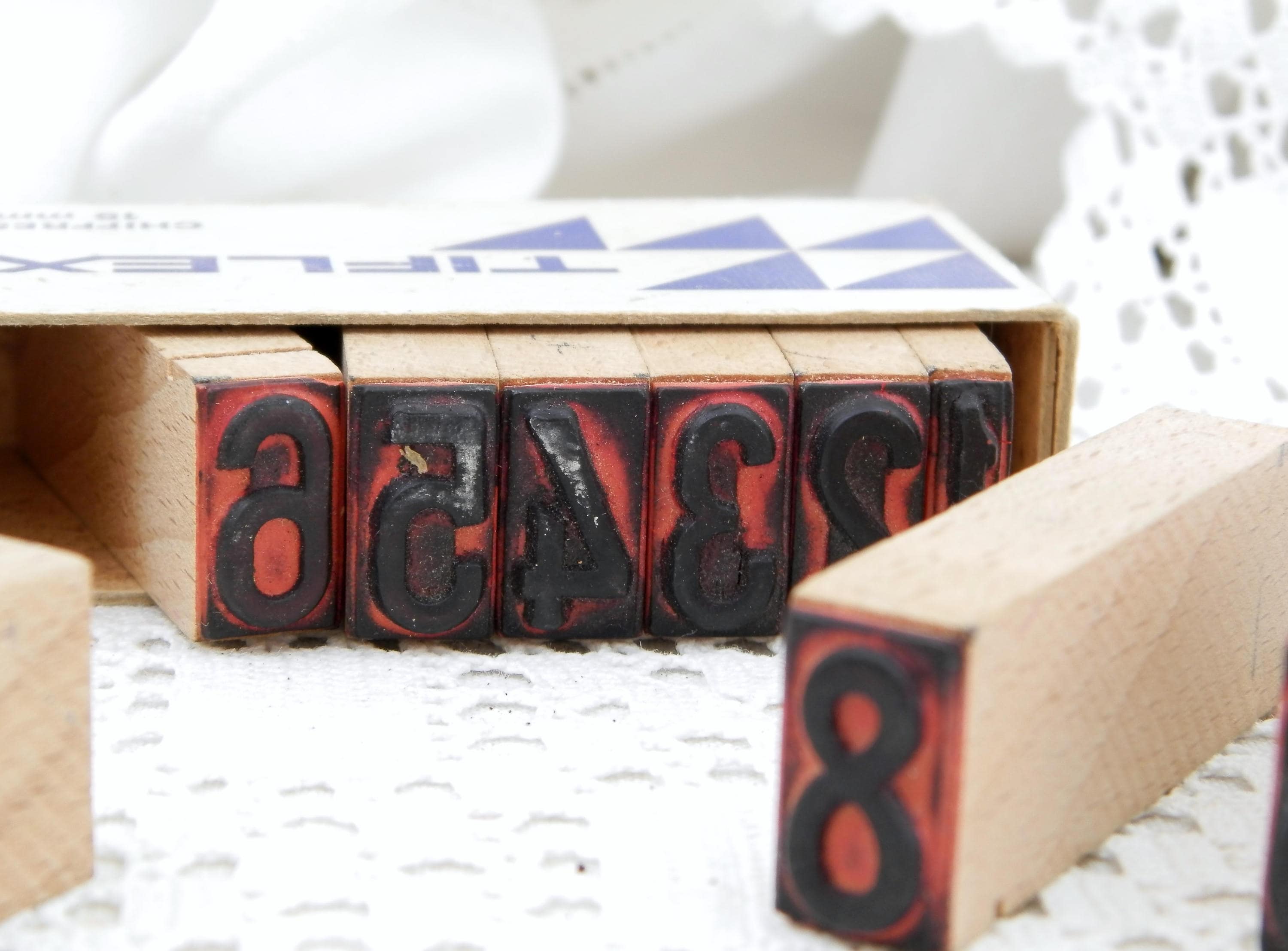 Vintage French Number Tiflex Price Tag Ink Printing Set 0 -9 plus F for ...