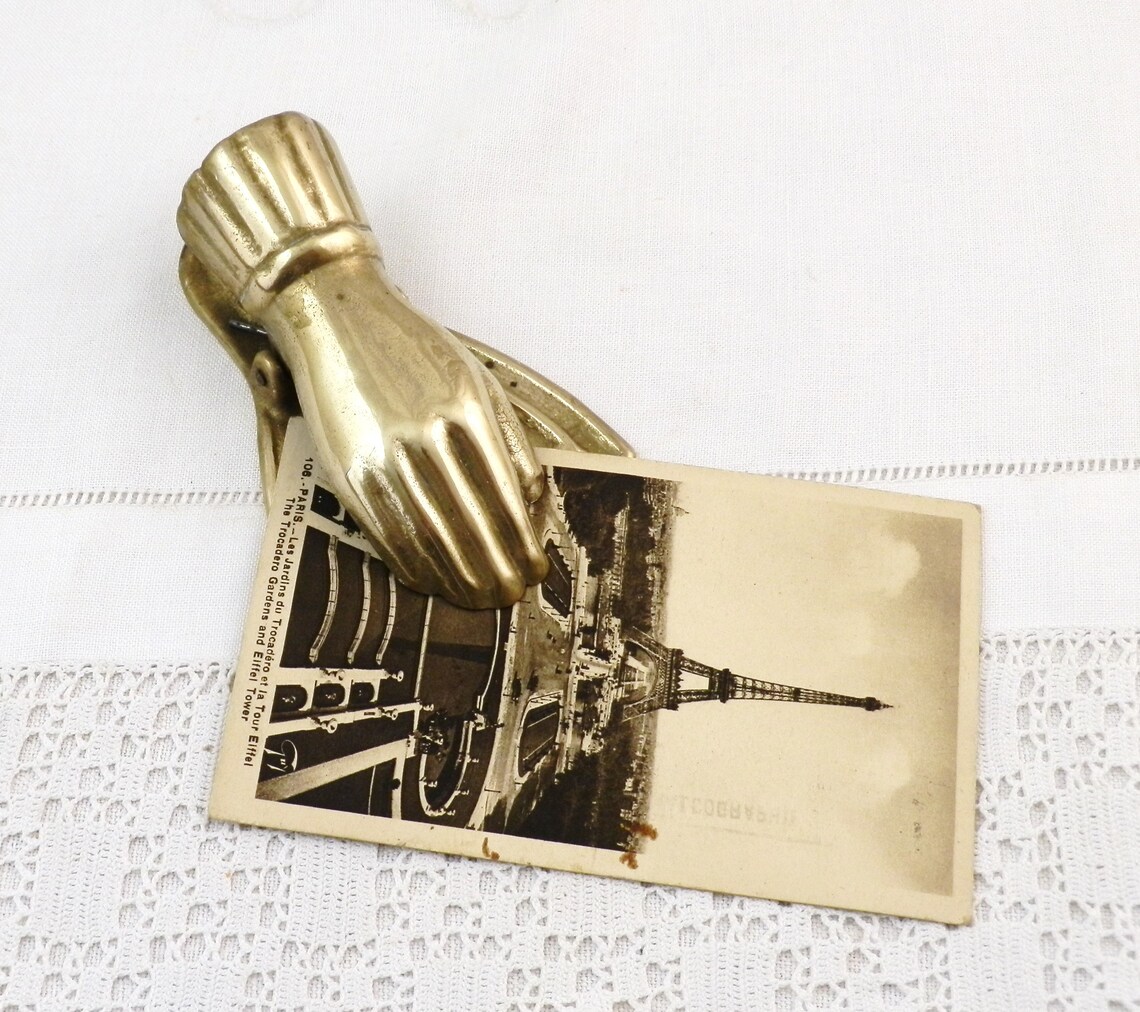 French Vintage Brass Hand Shaped Letter Holder Clip Retro | Etsy