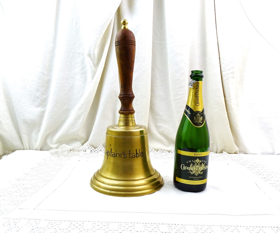 Very Large 17 / 43 Cm Vintage Hand Bell Engraved Captain's Table on the ...