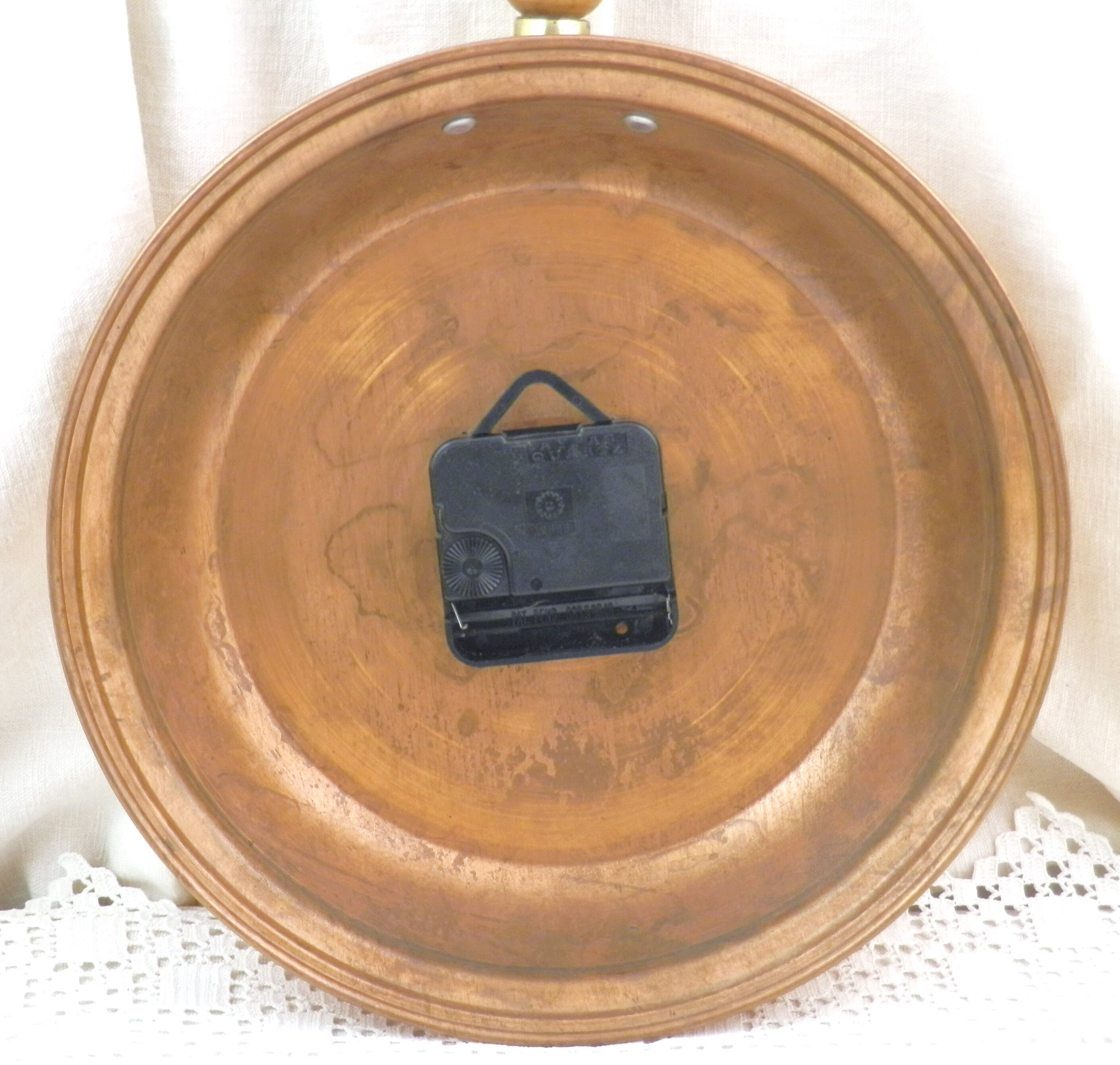 French Vintage Working Copper Pan Wall Clock, Retro Kitchen Decor Time ...