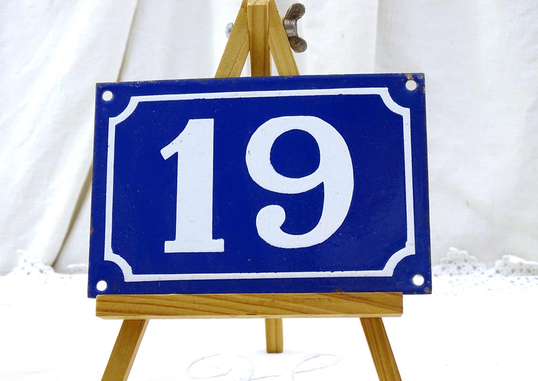 Vintage French Porcelain Enameled Metal House Sign in Blue and White ...